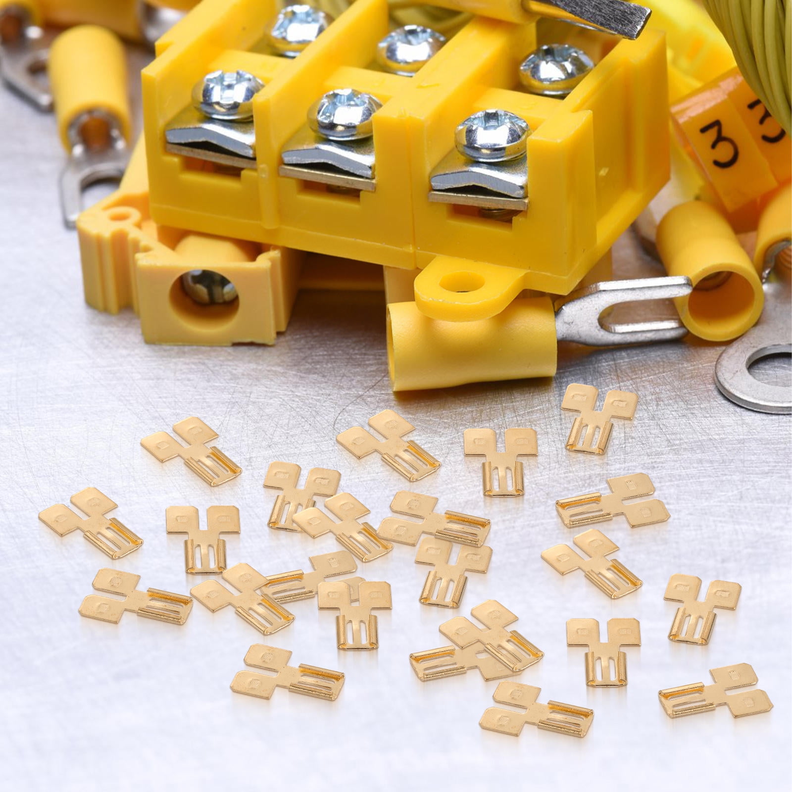 SEWCHICS 50Pack Spade Wire Crimp Terminal Golden Connectors for Quick ...