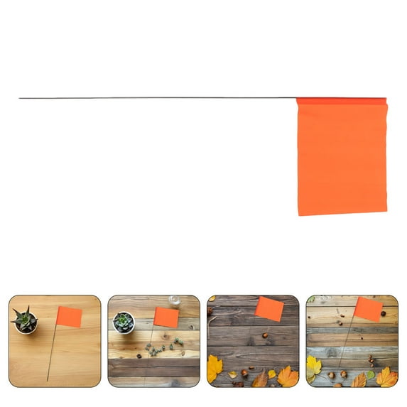 SEWCHICS 50Pcs High Visibility Orange Utility Flags for Yard Markers Lawn Marking and Surveying ...