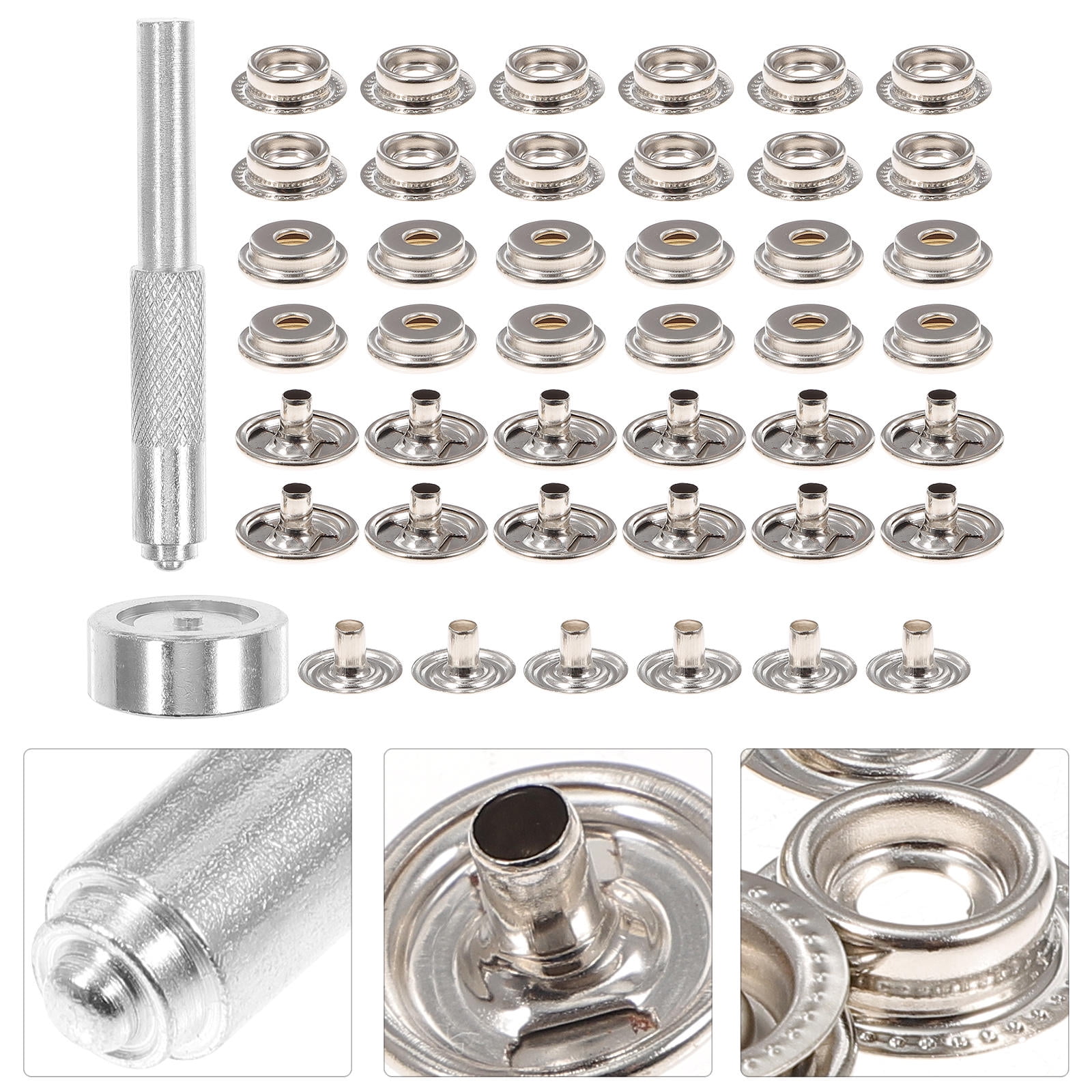 SEWCHICS sewing snap button Snap Fasteners Kit Stainless Steel 6 Sets ...