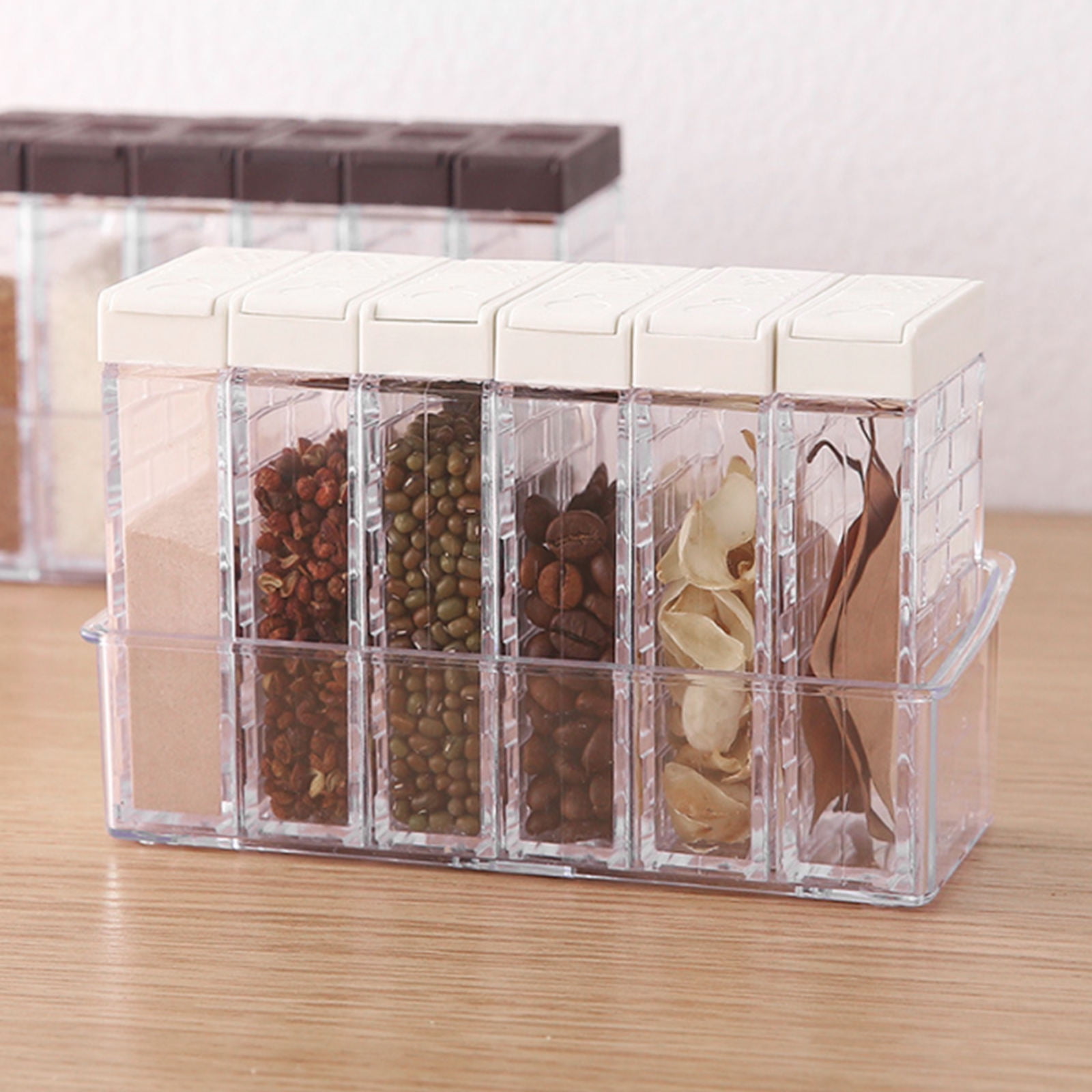 SEWCHICS 6Pcs Plastic Spice Jars Set Rectangular Design for Home and ...