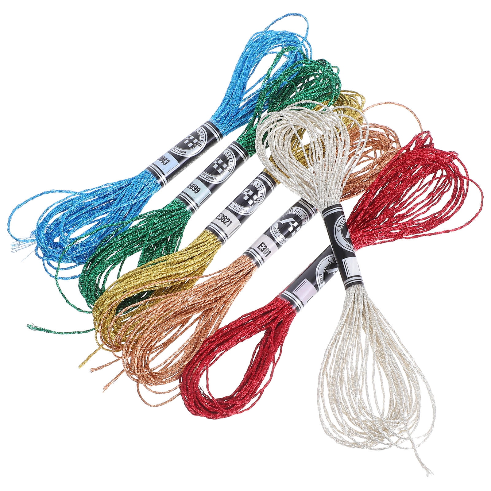 SEWCHICS 6-Pack Metallic Embroidery Floss Assorted Shiny Colors for ...