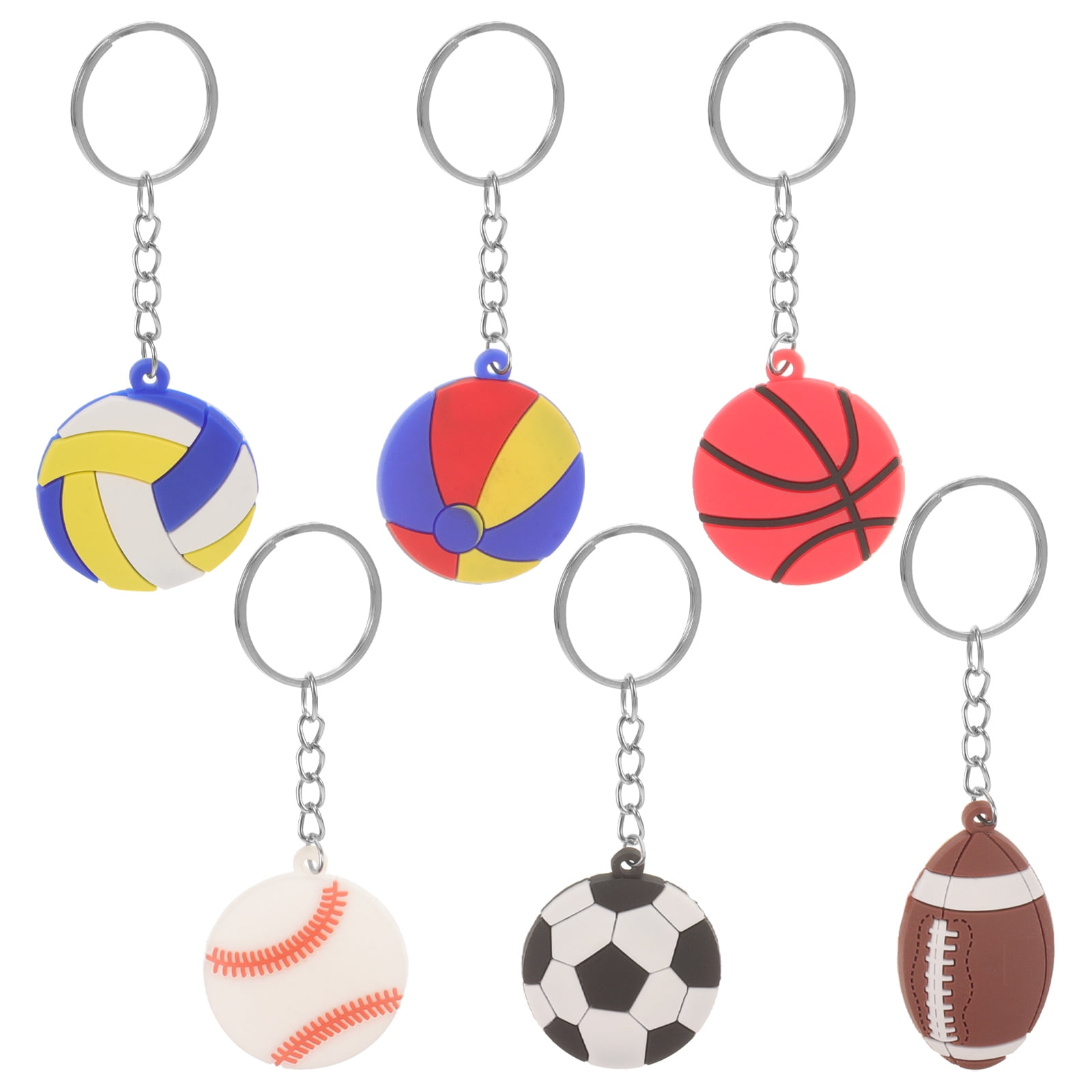 SEWCHICS 6-Pack Sports Keychains for Boys, Assorted Colors, Metal and ...