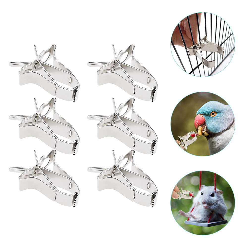 SEWCHICS Bird Cage Supply 6Pcs Silver Clamp for Parrot and Small Bird ...