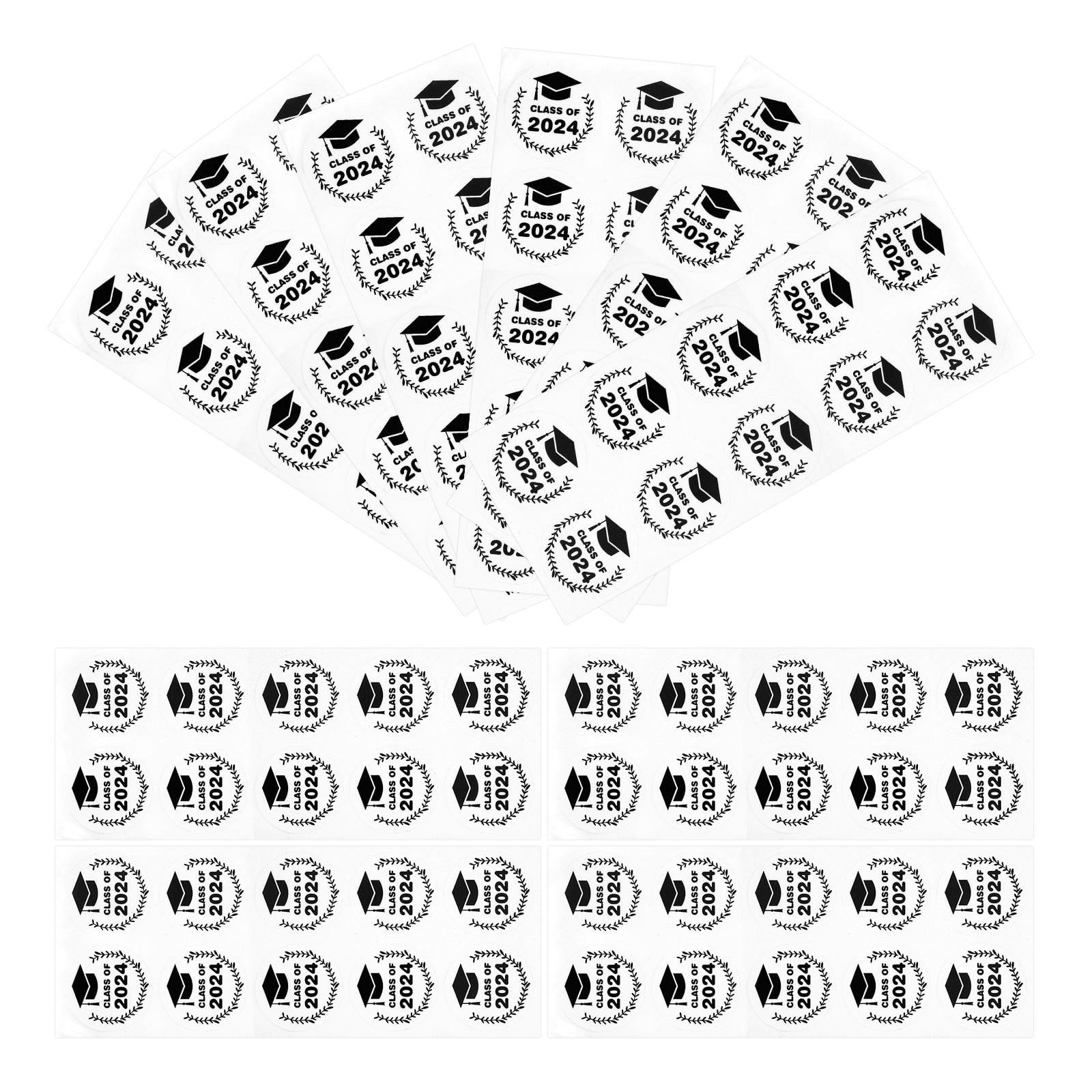 SEWCHICS Black Graduation Cap Sticker Craft 10 Sheets Round for ...
