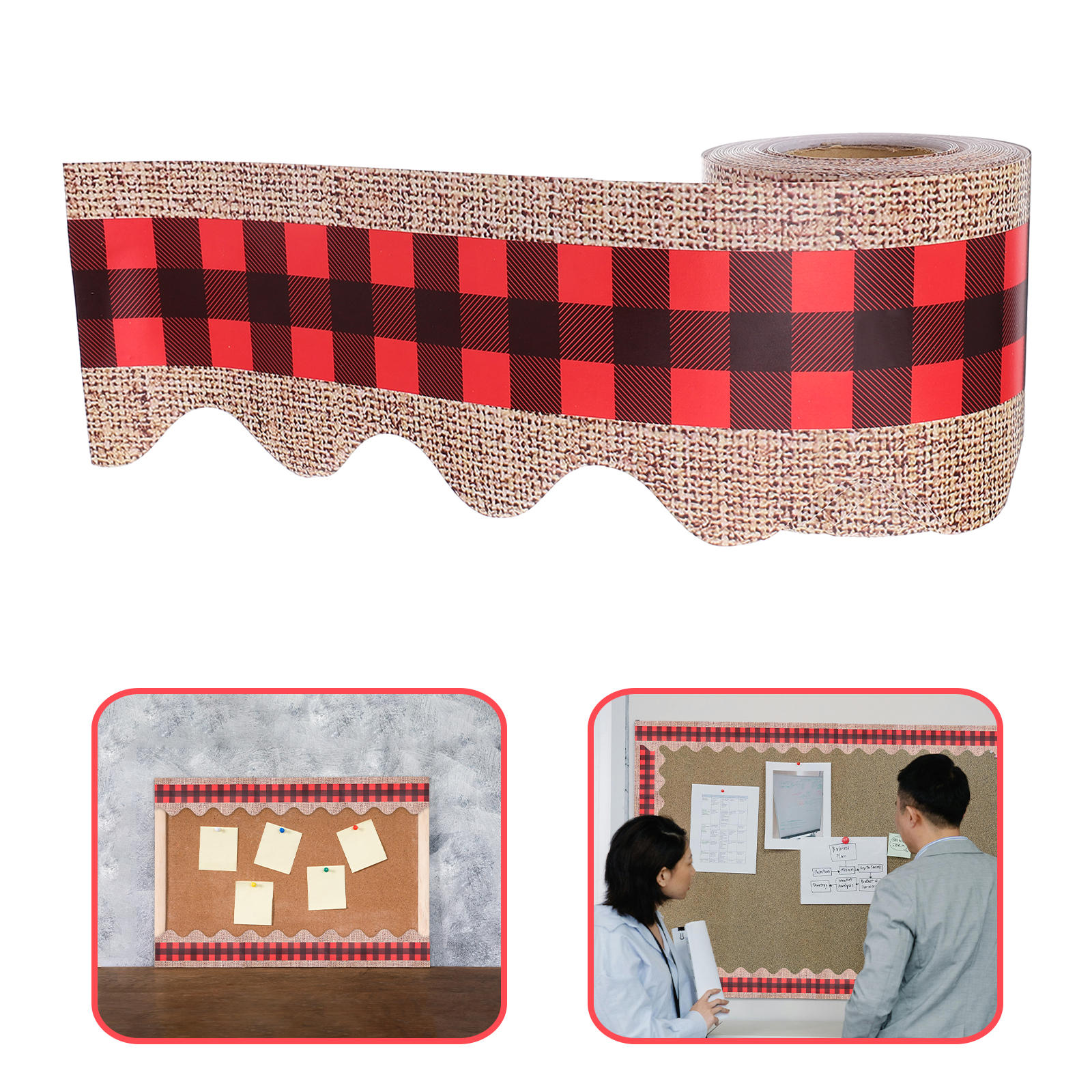 SEWCHICS Gingham Bulletin Board Border Rolls Stylish Grid Pattern ...