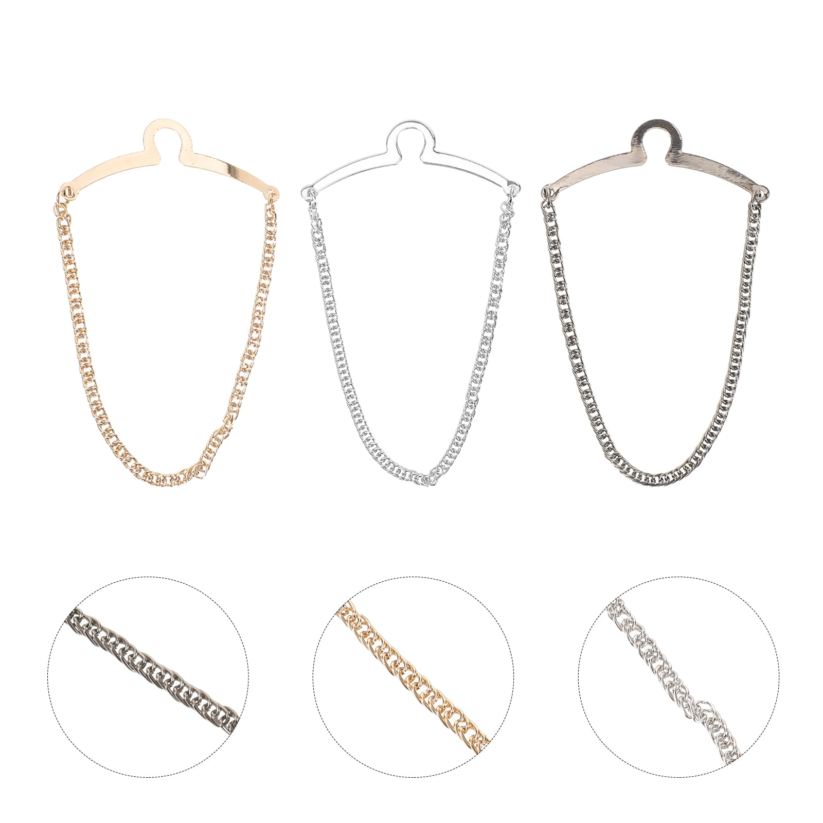 SEWCHICS Copper Necktie Bar Chain Clips for Men’s Formal Wear with U ...