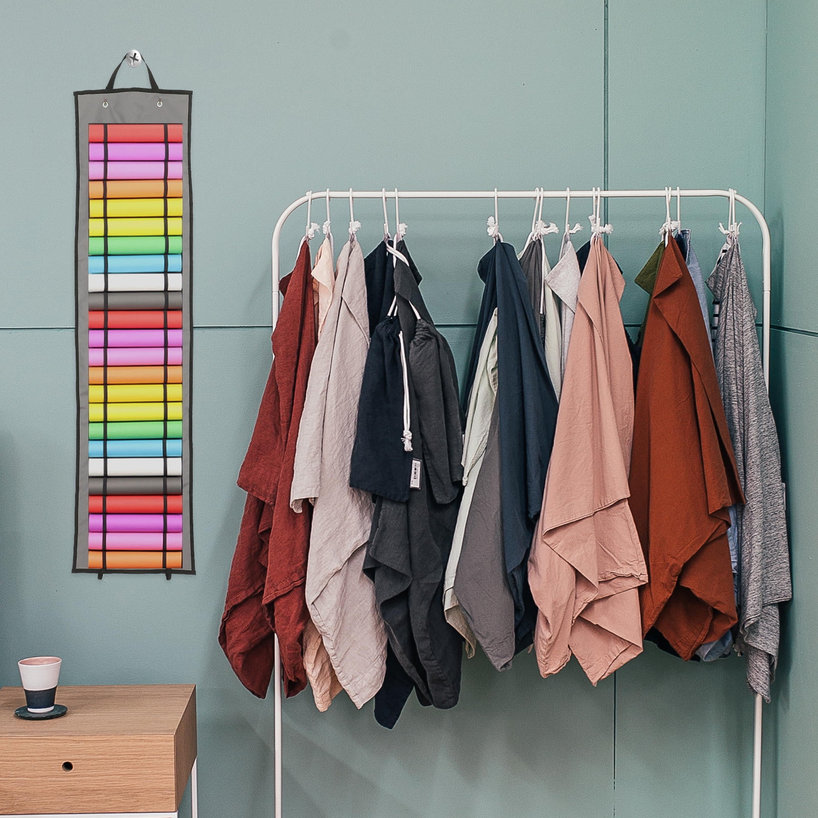 SEWCHICS Vinyl Roll Racks Grey Polyester 1Set Space Efficient Storage ...