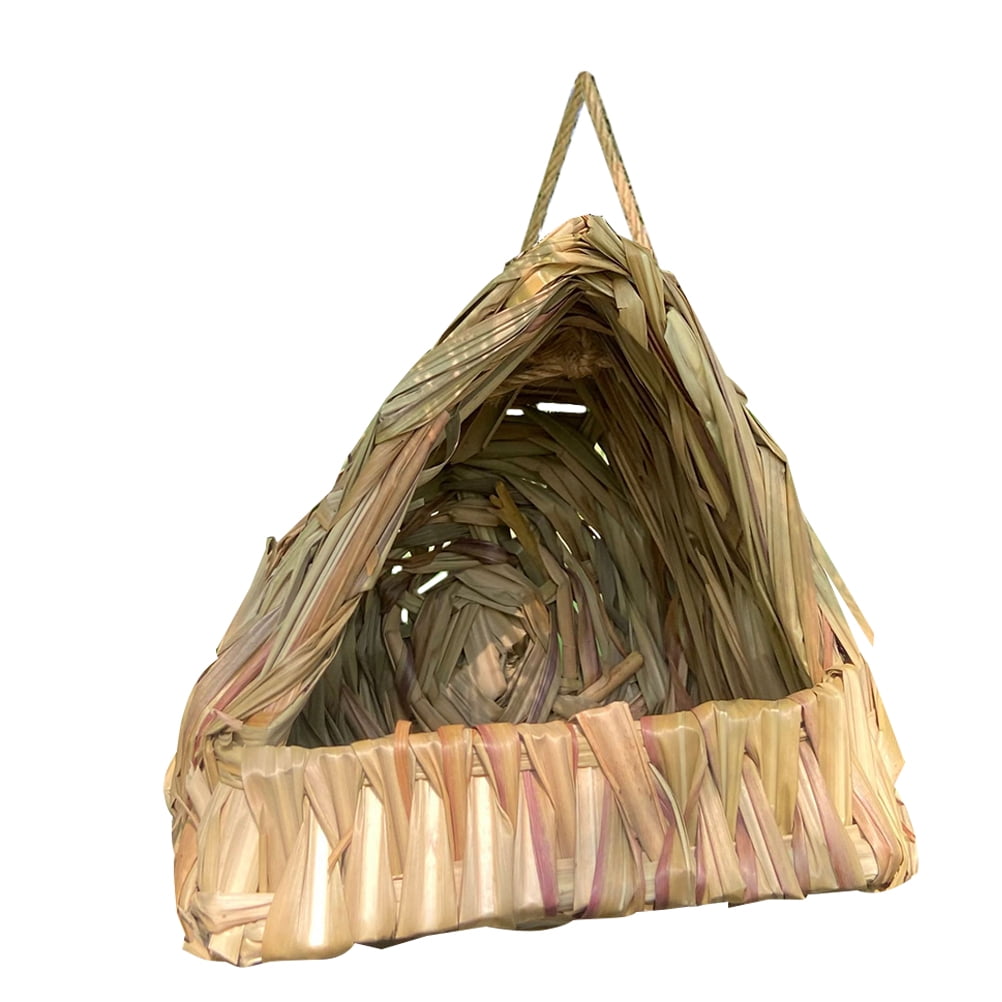 SEWCHICS Light Yellow Handwoven Grass Parrot Nesting Box for Cage ...