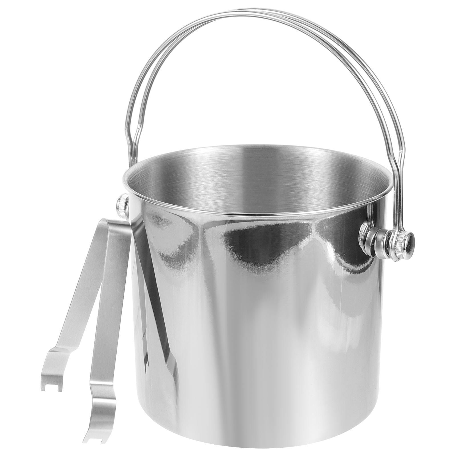 SEWCHICS Ice Cube Bucket with Handle Silver Stainless Steel 1 Set 2L 6 ...