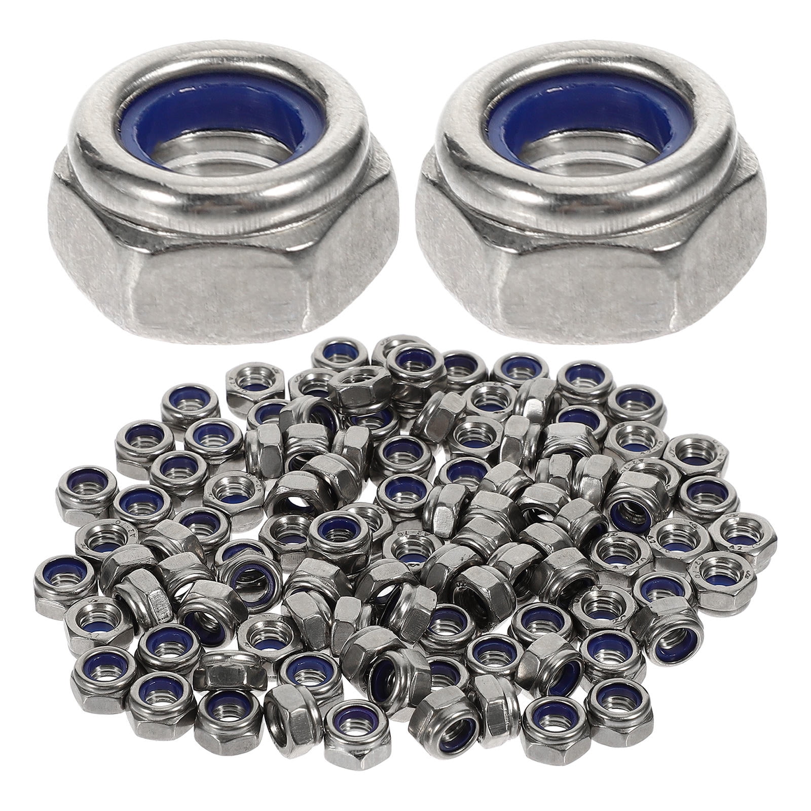 SEWCHICS Stainless Steel Nut Set 100Pcs Hexagonal Silver Fasteners for ...