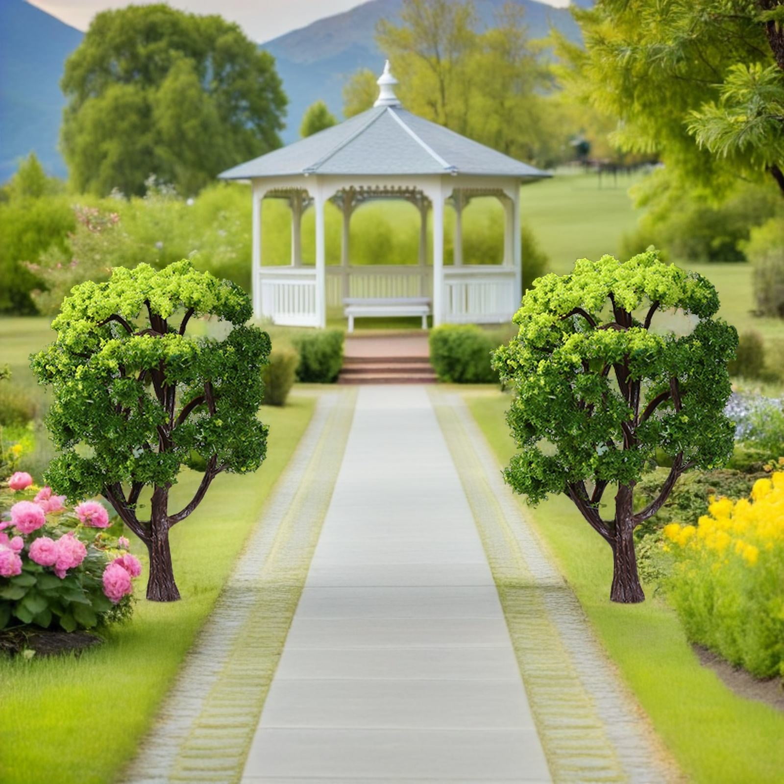 SEWOART 12Pcs Green Plastic Landscape Model Trees for Decoration and ...
