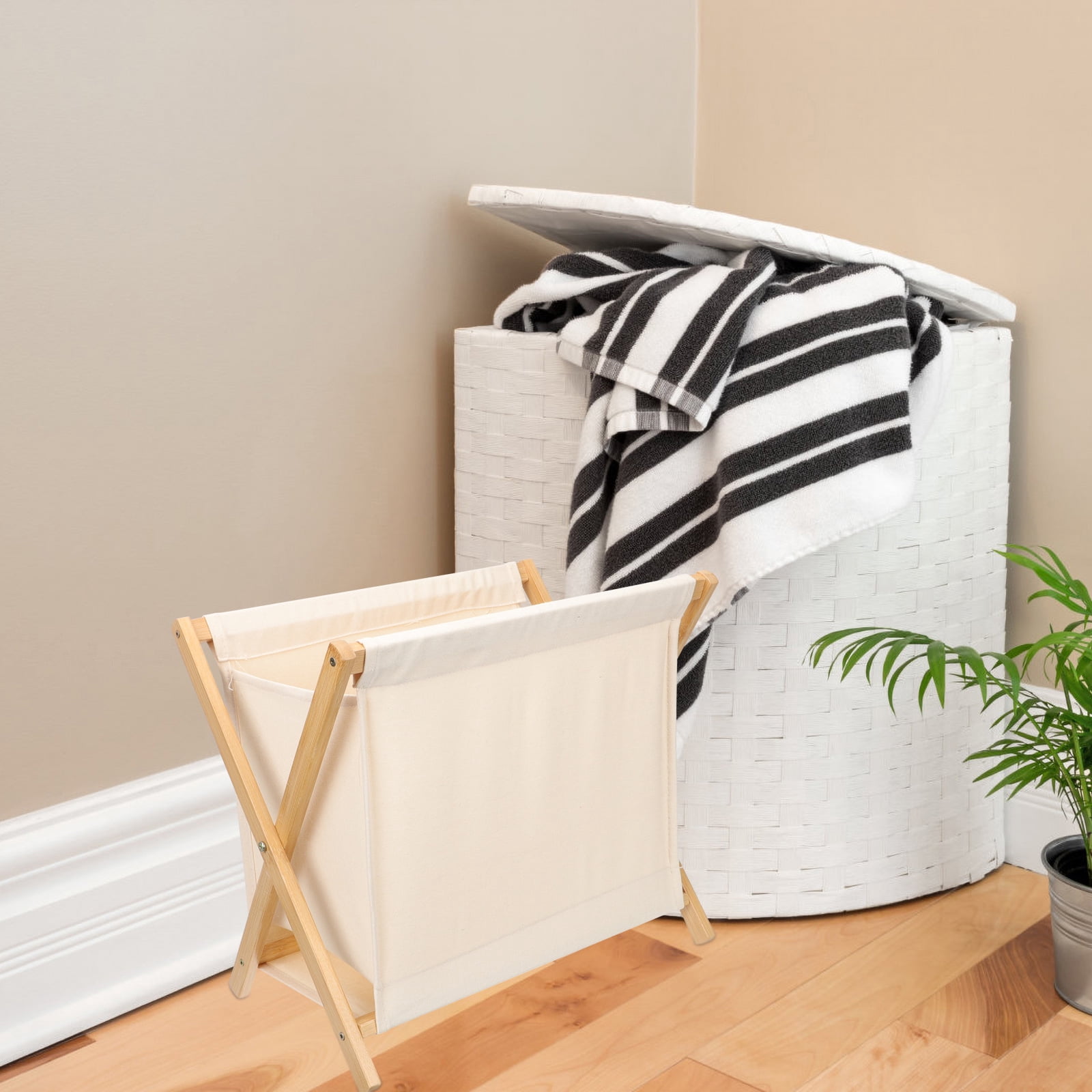 SEWOART 1Pack Bathroom Hamper Beige Cloth Rectangular Shape for Parents ...