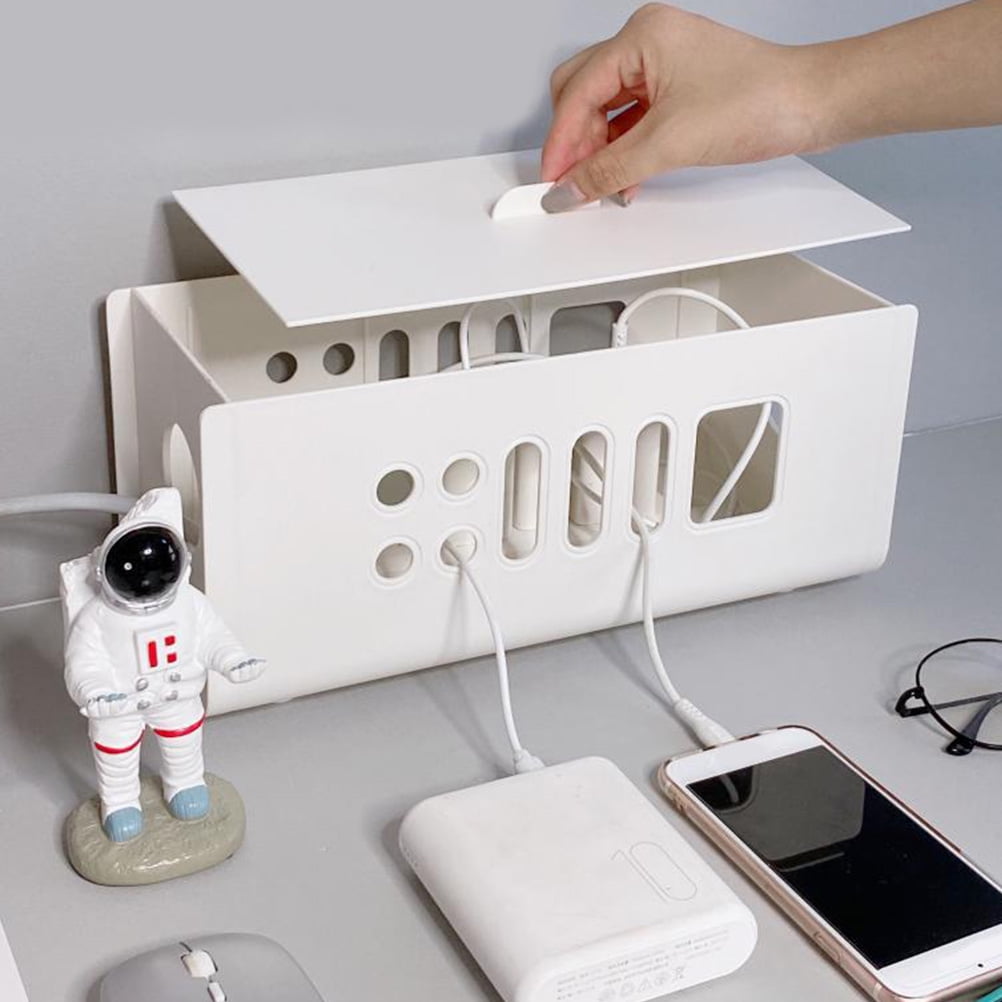 SEWOART Socket Cable Storage Box Storage Holder White 1Set 11.79X5.11X5 ...