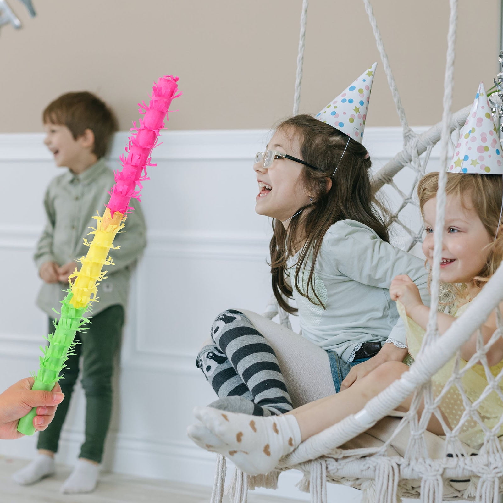 SEWOART Birthday Supply Pinata Sticks Multi-colored Paper 1Pcs for ...