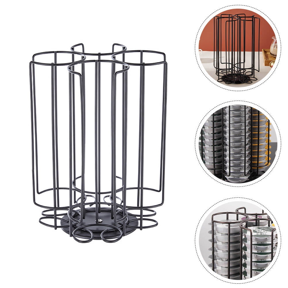 SEWOART 1Set Coffee Capsule Shelf Black Carbon Steel Rotating Storage ...