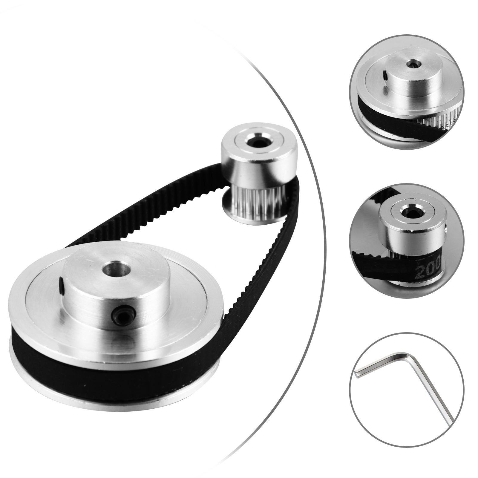 SEWOART Stepper Motor Pulley Synchronous Wheel Set Silver Aluminum 1 ...