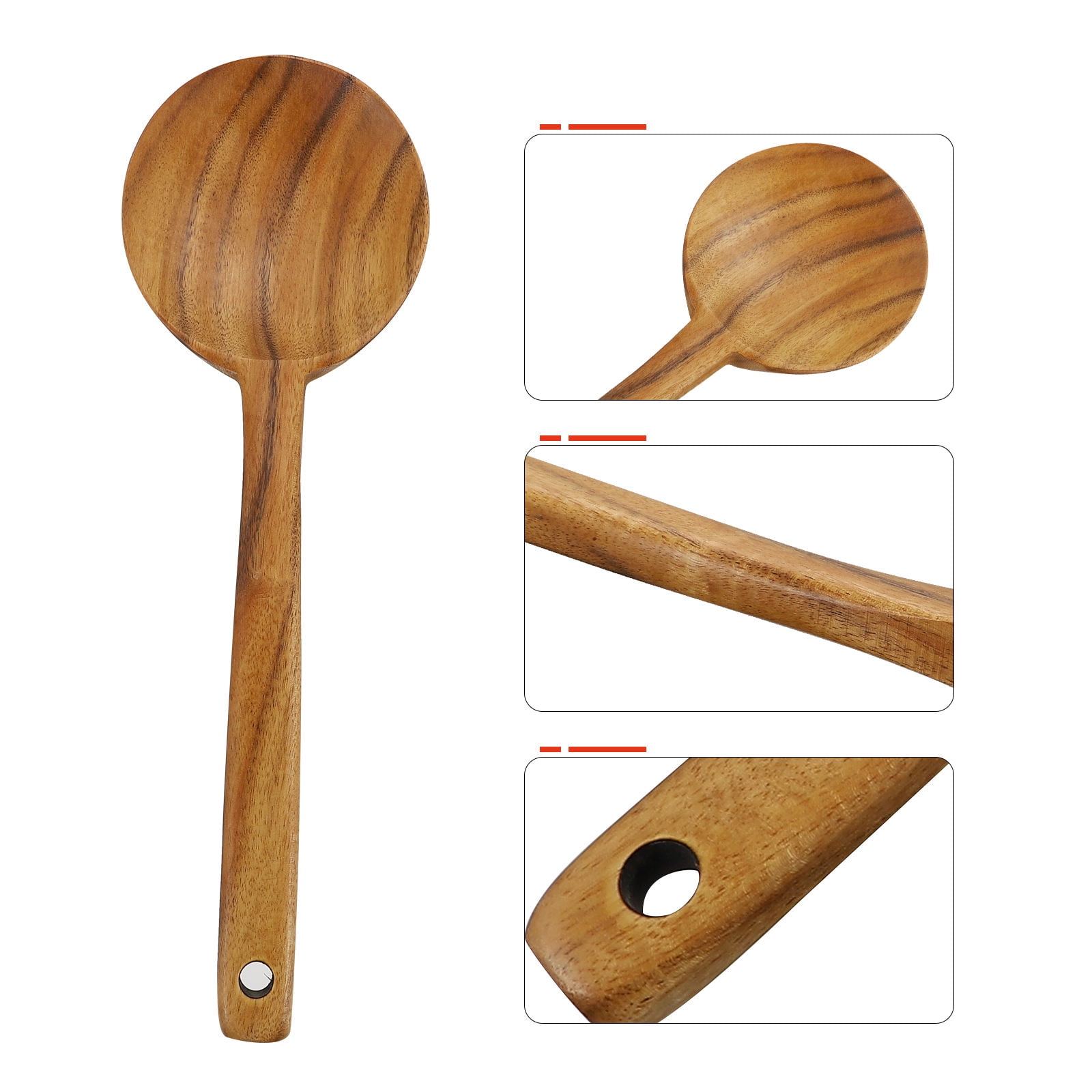 SEWOART 4Set Wooden Ladle for Supermarket and Shopping Mall Food ...