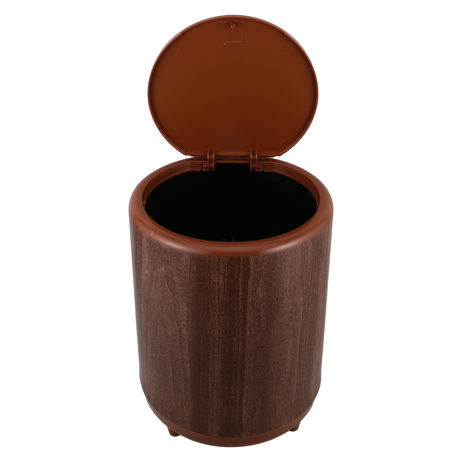 SEWOART Wood-Like Covered Trash Bin Brown Plastic for Home Office ...