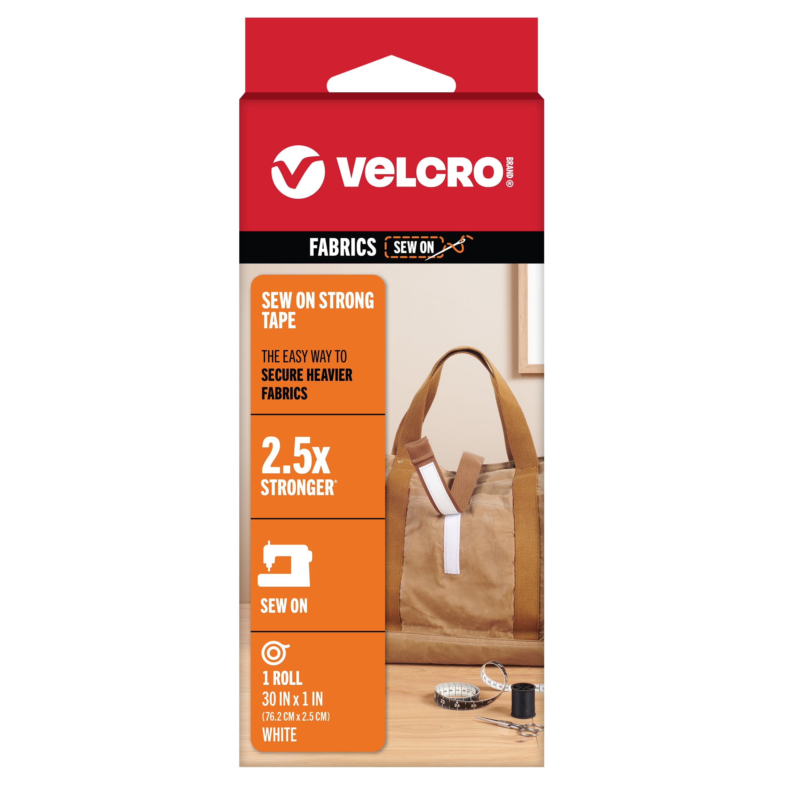 VELCRO Sew On Strong Tape 30in x 1in White Fabric Fastener for Clothing ...