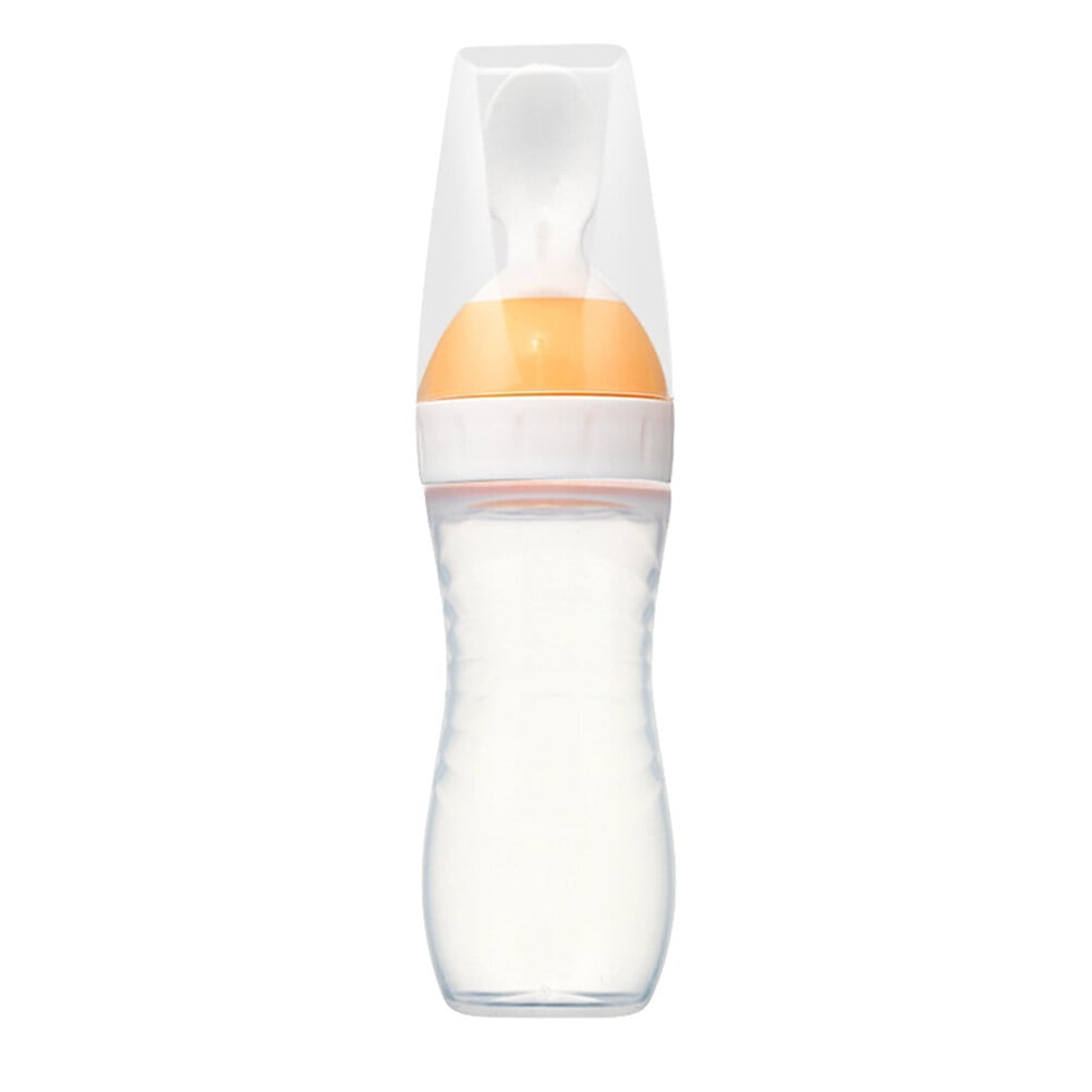 GOOHOCHY Orange Silicone Baby Food Feeder Convenient Feeding Bottle ...