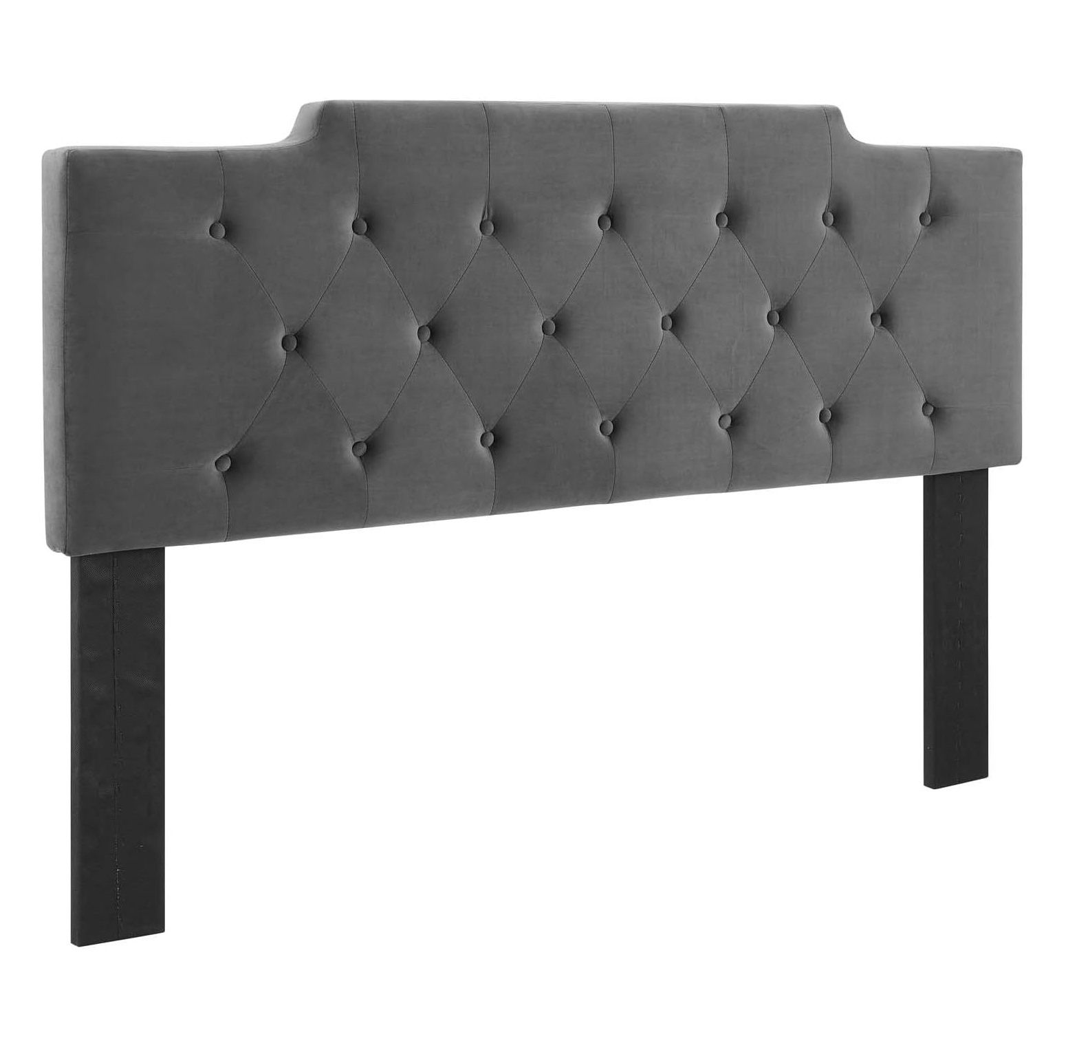 SEYATPOOL Juliet Tufted Performance Velvet Headboard in Charcoal ...