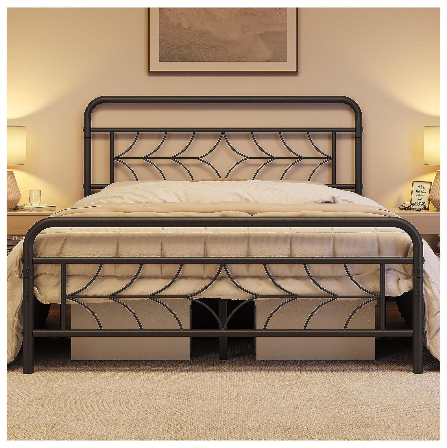 SEYATPOOL Queen Sparkling Star-Inspired Design Headboard Frames Metal ...