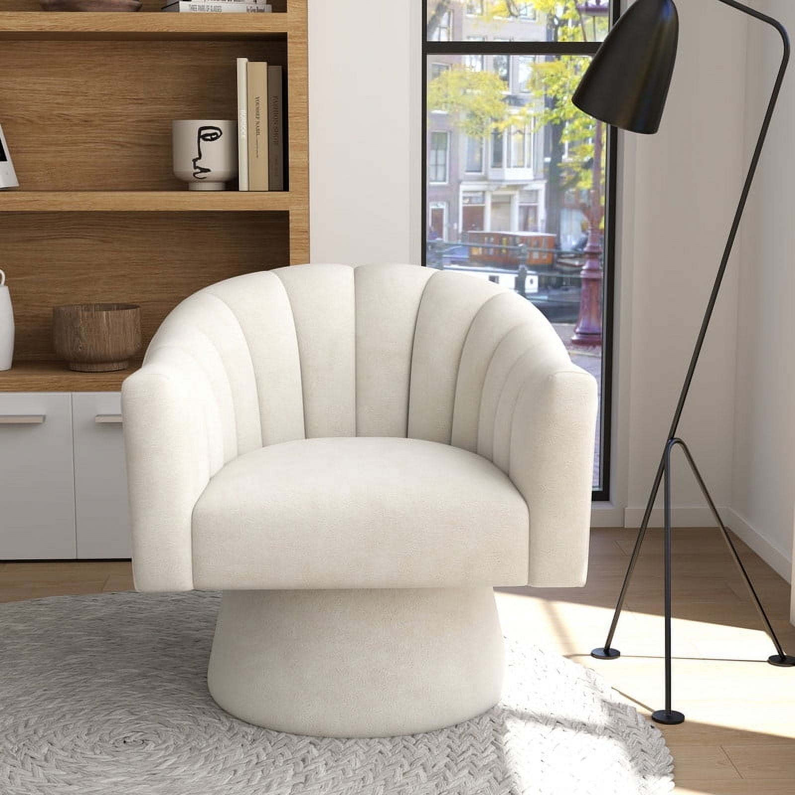 SEYNAR 360° Upholstered Swivel Accent Chair, Velvet Fluffy Lounge Sofa ...