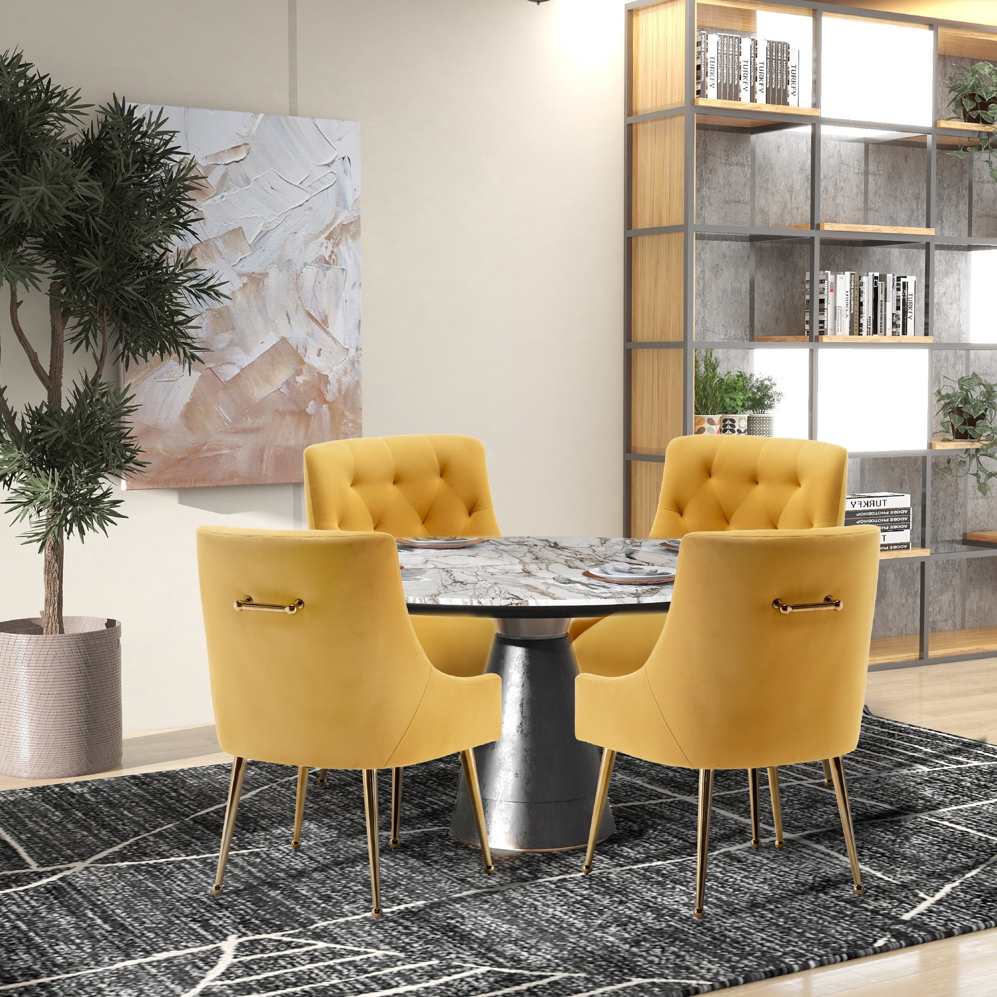 SEYNAR Elegant Tufted Upholstered Dining Chairs Set of 4, Velvet Accent ...