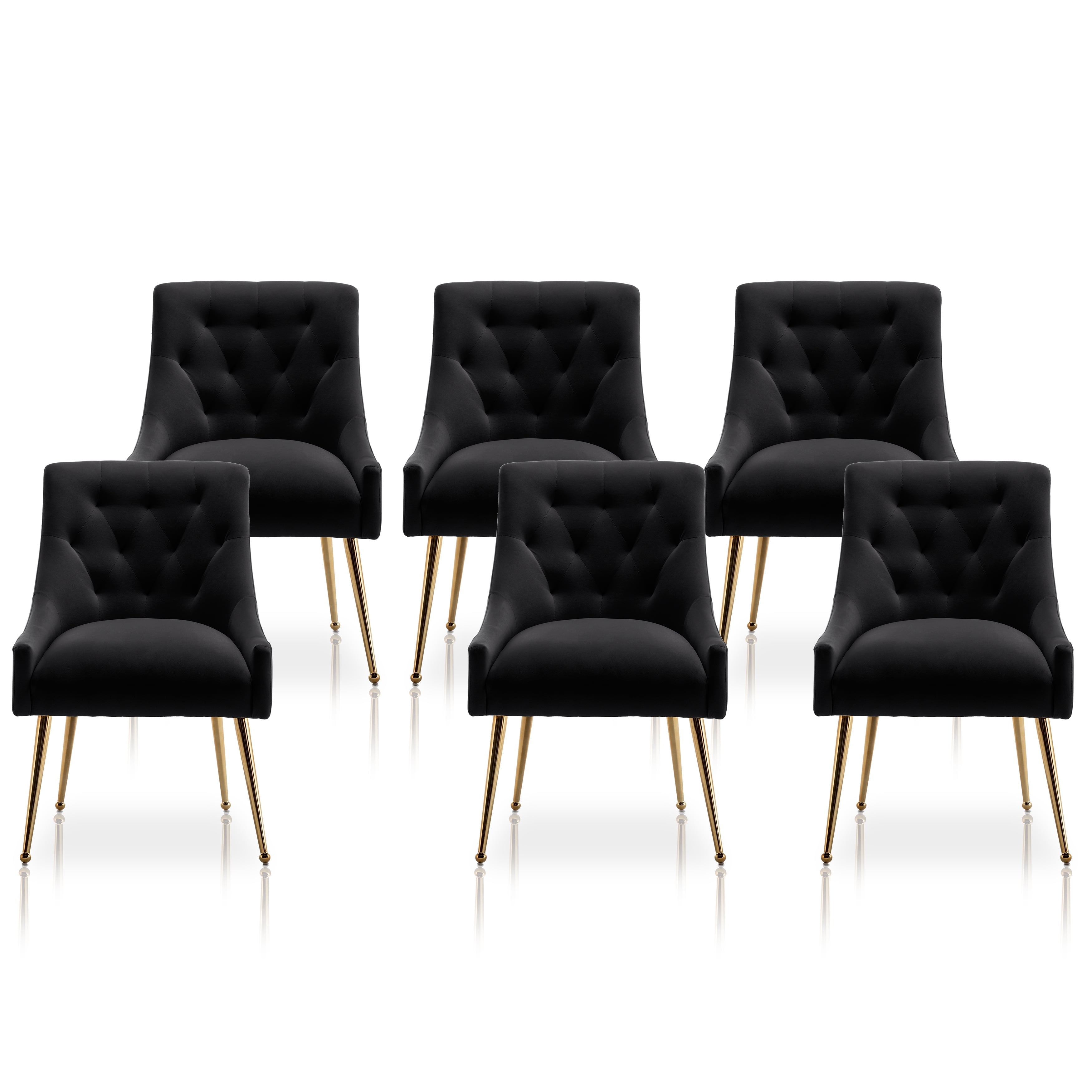 SEYNAR Elegant Tufted Upholstered Dining Chairs Set of 6, Velvet Accent ...