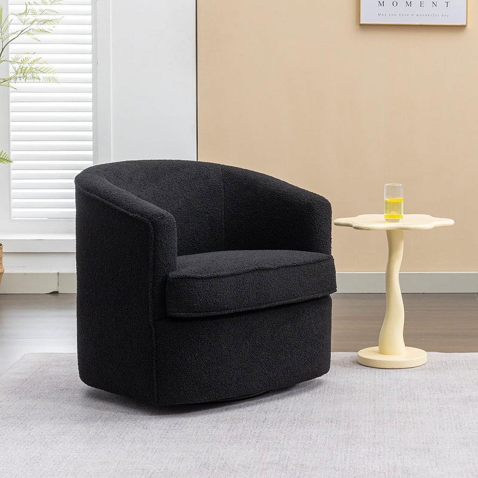 SEYNAR Modern Boucle Upholstered Swivel Accent Chair Set of 2,Round ...