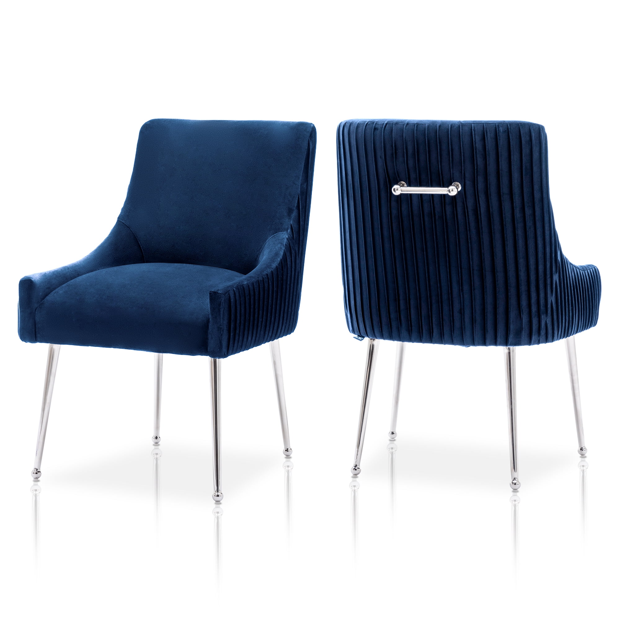 SEYNAR Modern Pleated Velvet Dining Chairs Set of 2, Tufted Upholstered ...