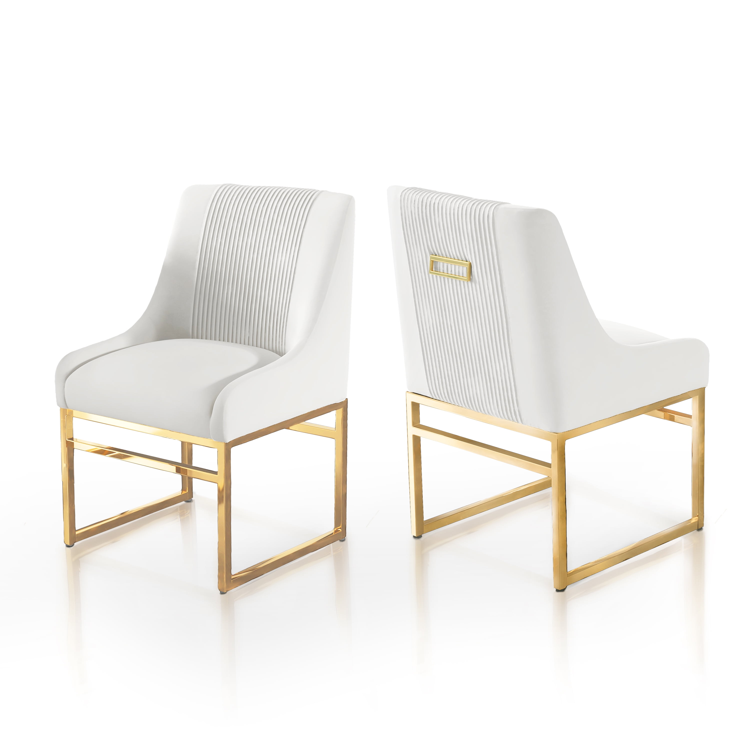 SEYNAR Beige Elegant Modern Velvet Dining Chairs Set of 2, Upholstered ...