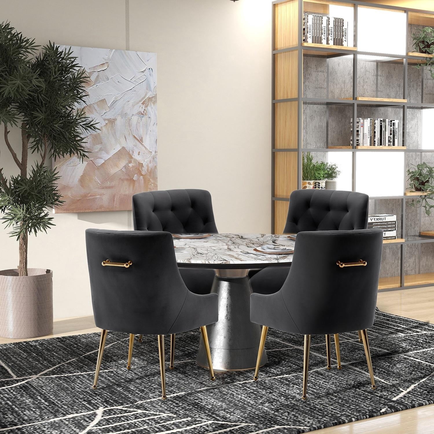 SEYNAR Modern Velvet Dining Chairs Set of 4, Upholstered Accent Chair ...