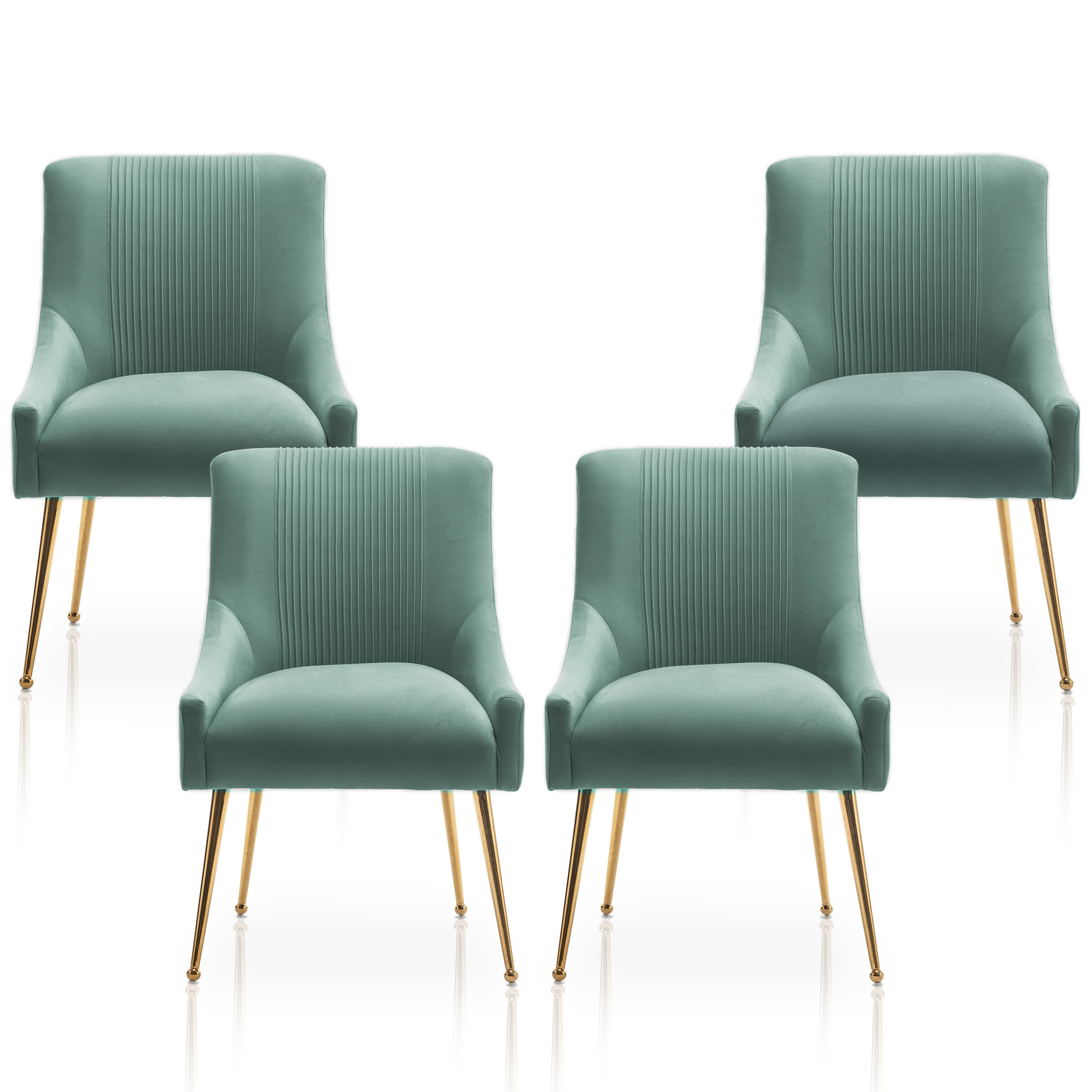 SEYNAR Modern Velvet Dining Chairs Pleated Vanity Chair Set of 4 with ...