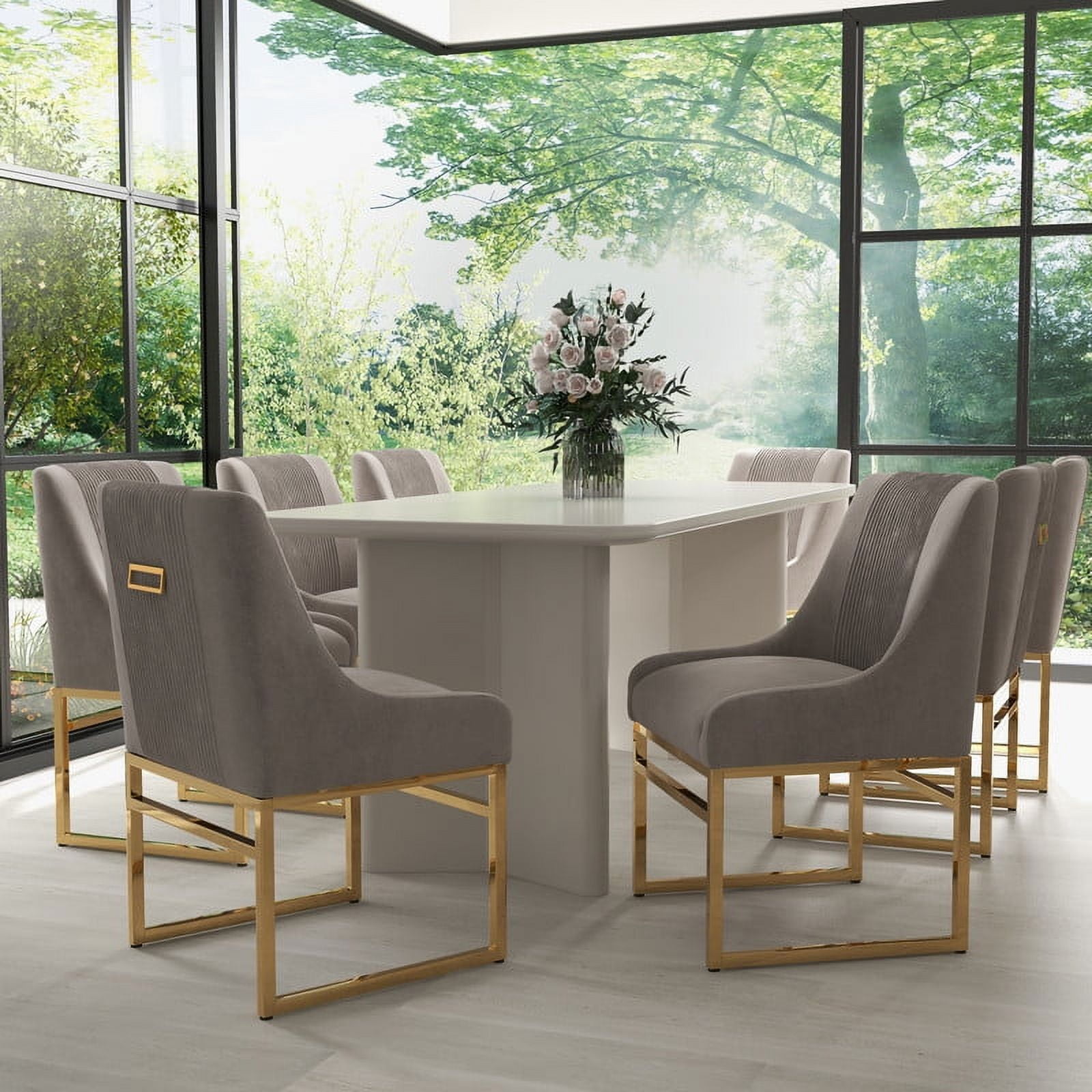 SEYNAR Modern Velvet Upholstered Accent Dining Chairs Set of 8, Kitchen ...