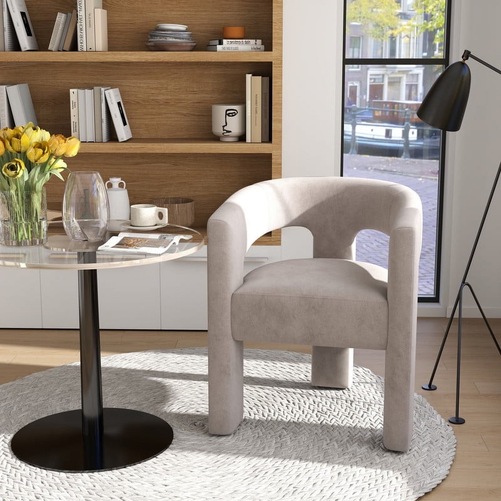 SEYNAR Modern Velvet Upholstered Dining Chair,Barrel Side Accent ...