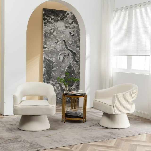 SEYNAR Modren Velvet 360 Degree Swivel Accent Arm Barrel Chair Set of 2 ...