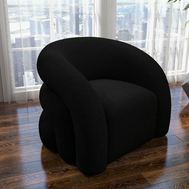 SEYNAR Teddy Swivel Rainbow shape Chair Accent Chair, Comfy Boucle ...