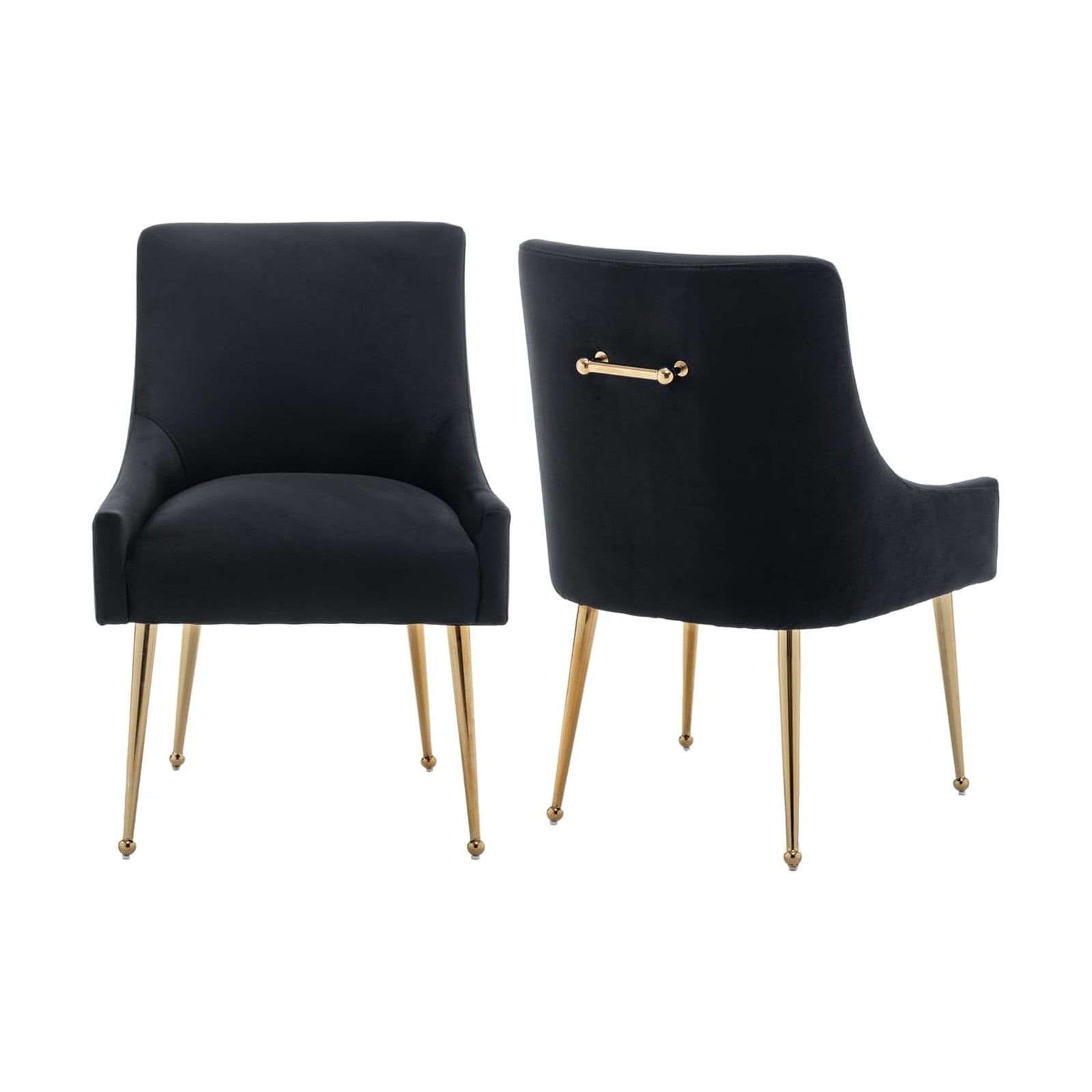 SEYNAR Velvet Upholstered Dining Chair Set of 2, Modern Glam Armless ...