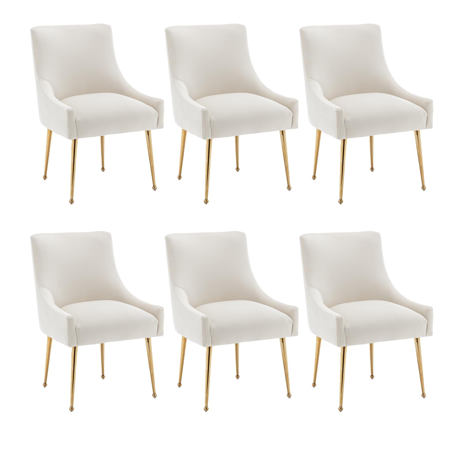 SEYNAR Velvet Upholstered Dining Chairs Set of 6,Modern Glam Accent ...