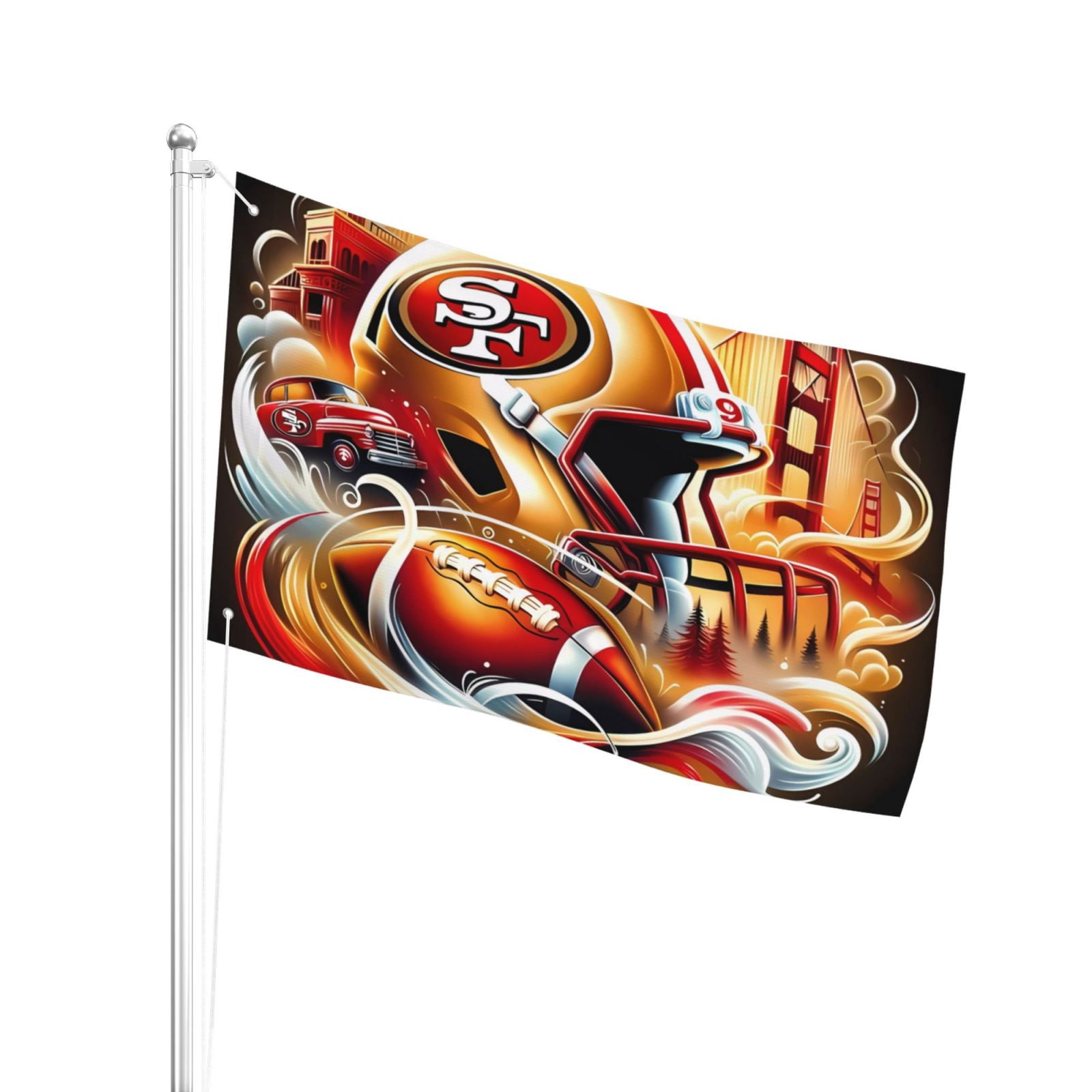 SF 49erss Football Team Graphic 3-Ply Double Sided Flag 2x3ft in ...