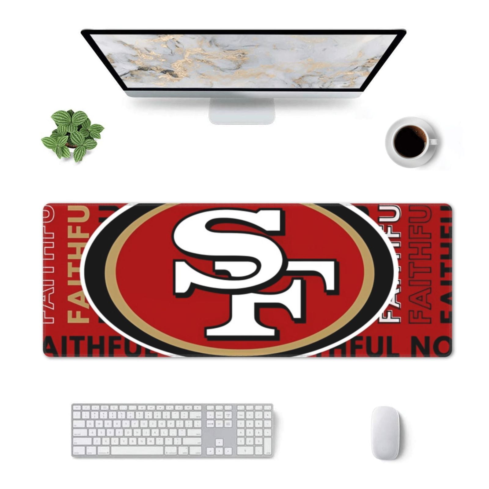 SF 49erss Football Team Oversized Rubber Keyboard Mat 12x31.5in - Non ...