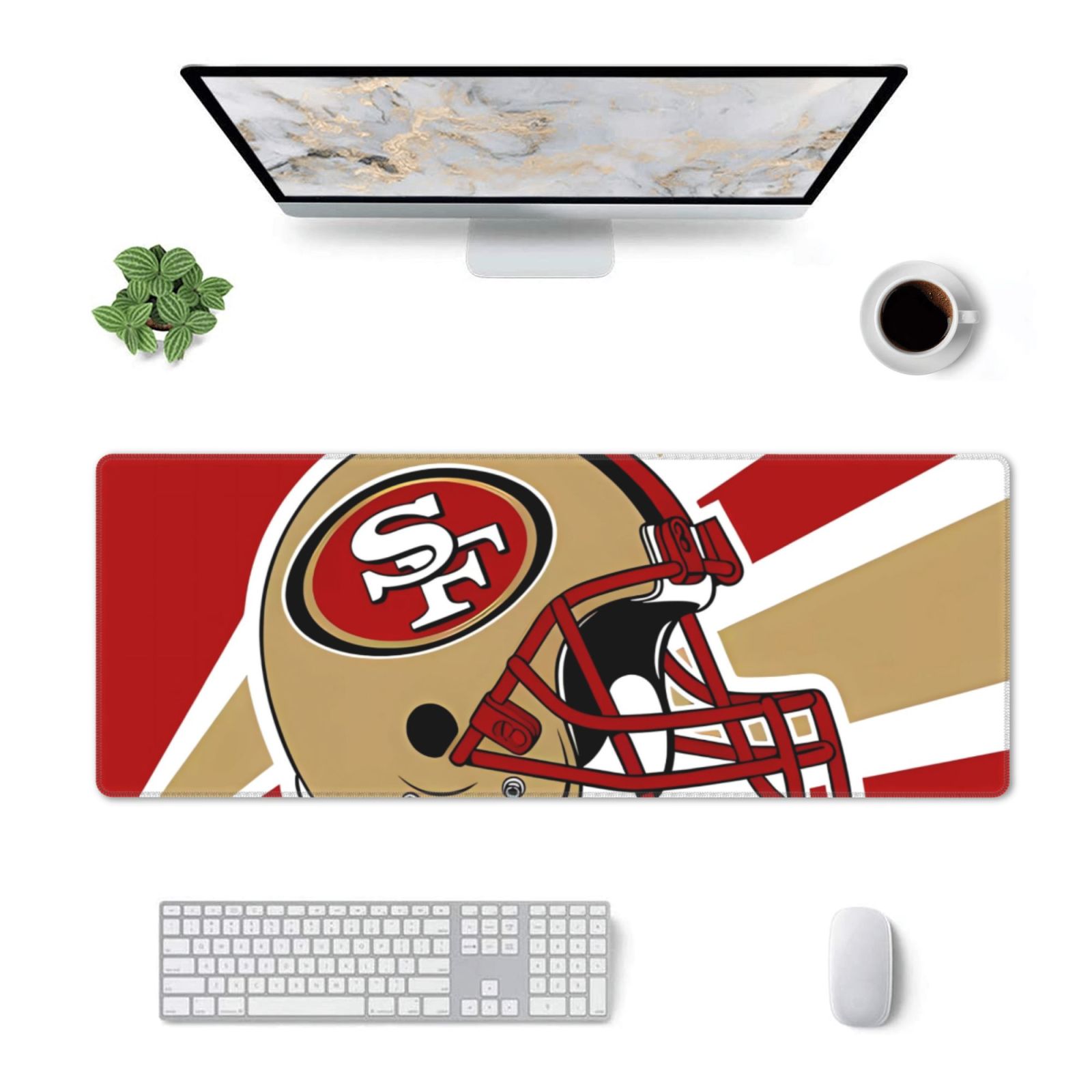 SF 49erss Football Team Pattern Oversized Rubber Keyboard Pad 12x31.5 ...
