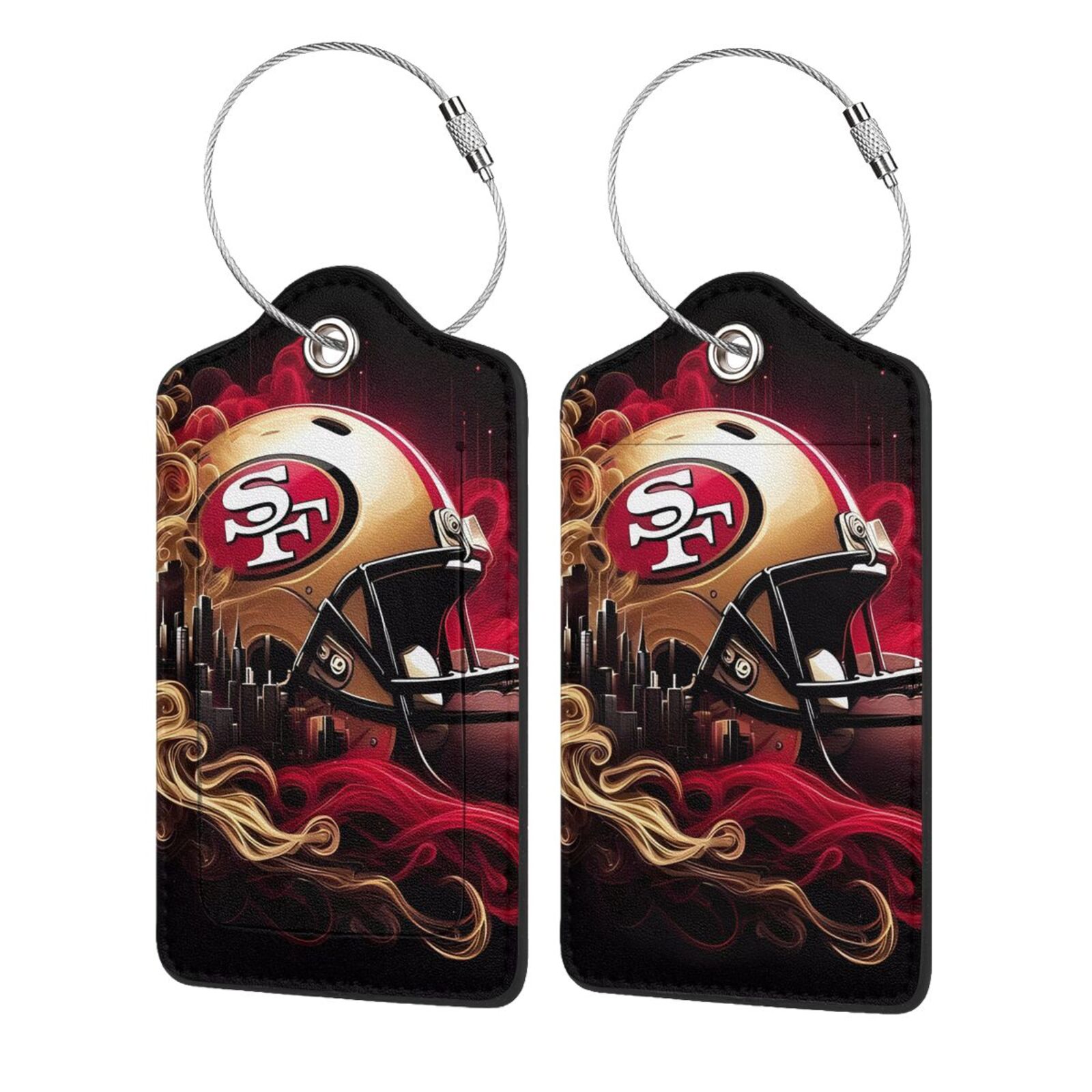 SF_49erss Leather Luggage Tag Leather Suitcase Baggage Tags Luggage Tag ...
