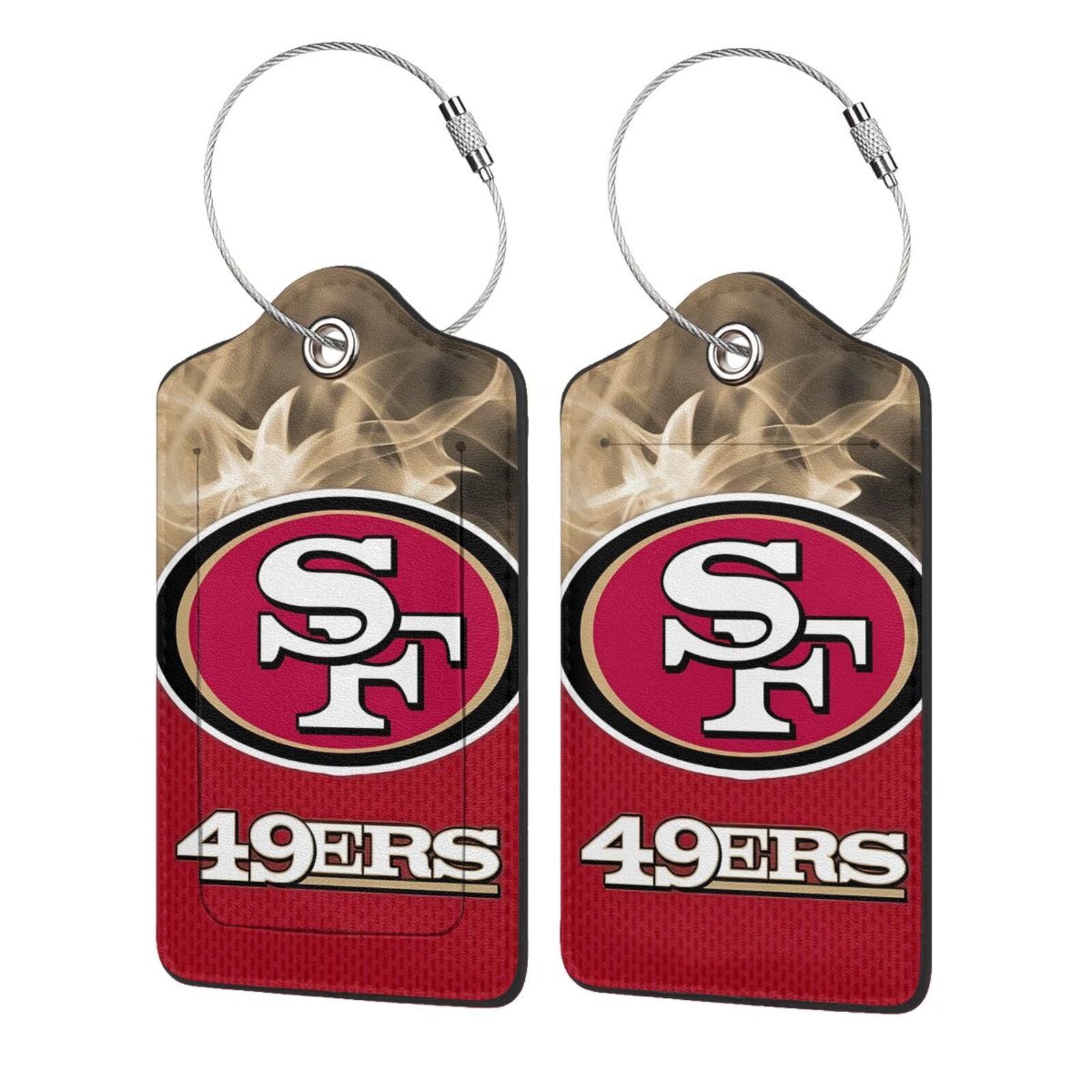 SF_49erss Leather Luggage Tag Leather Suitcase Baggage Tags Luggage Tag ...