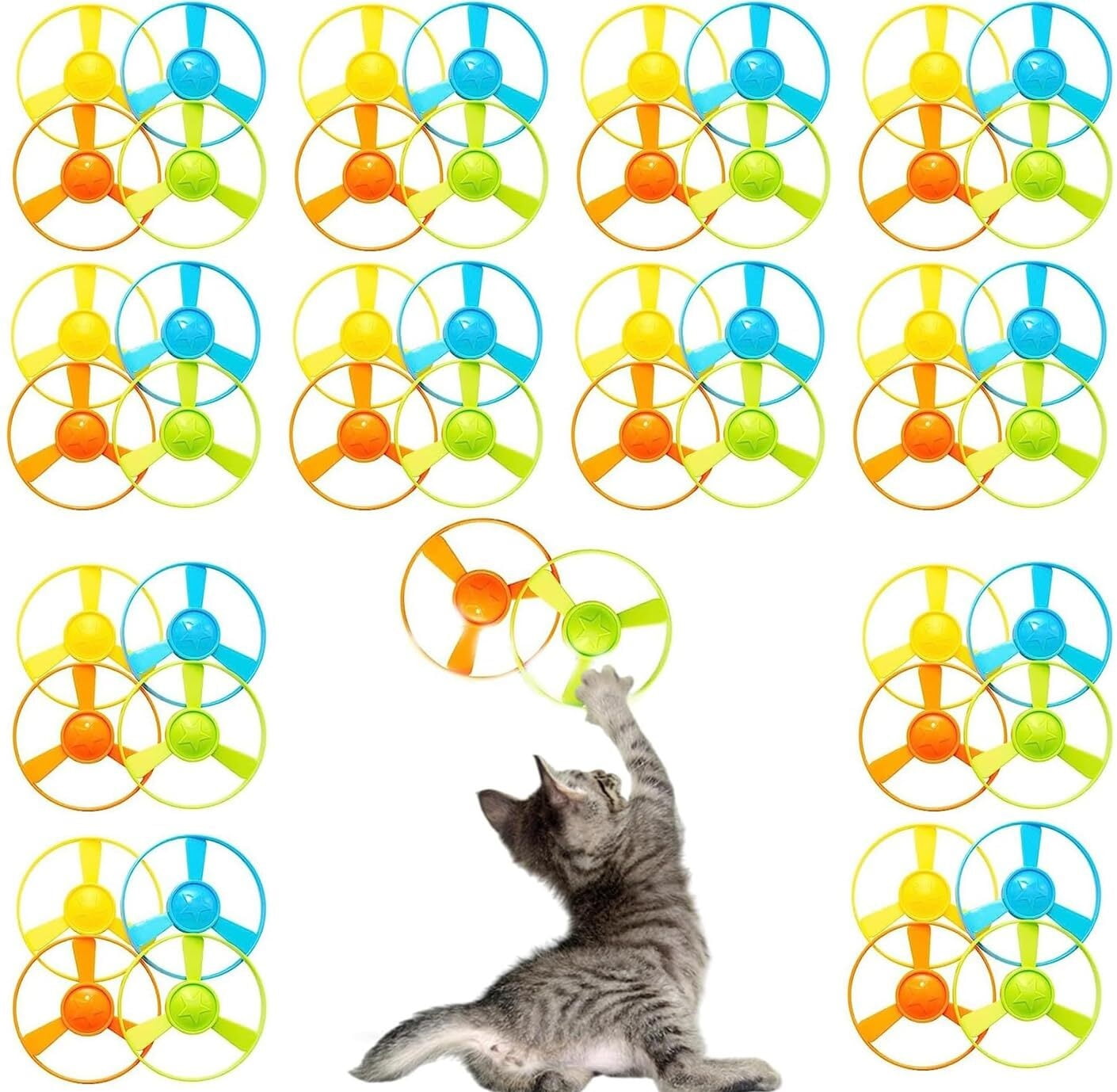 SF 7 Piece Cat Fetch Toys, Interactive Flying Cat Toy with 5 Flying ...