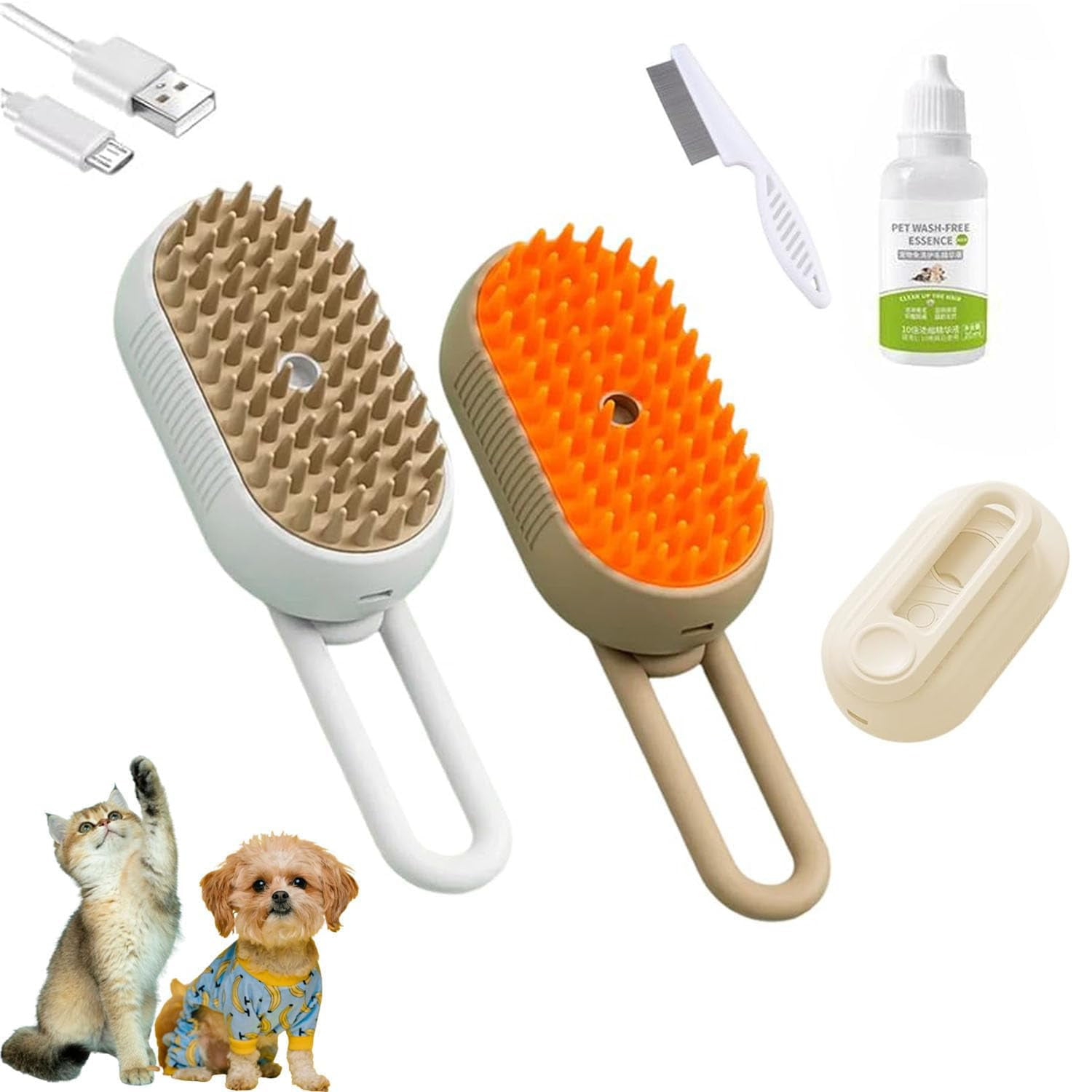 SF Celery Pet Spritz Defur Comb for Dogs Cats, Puffease 3-in-1 Self-Cleaning Steam Pet Brush for ...