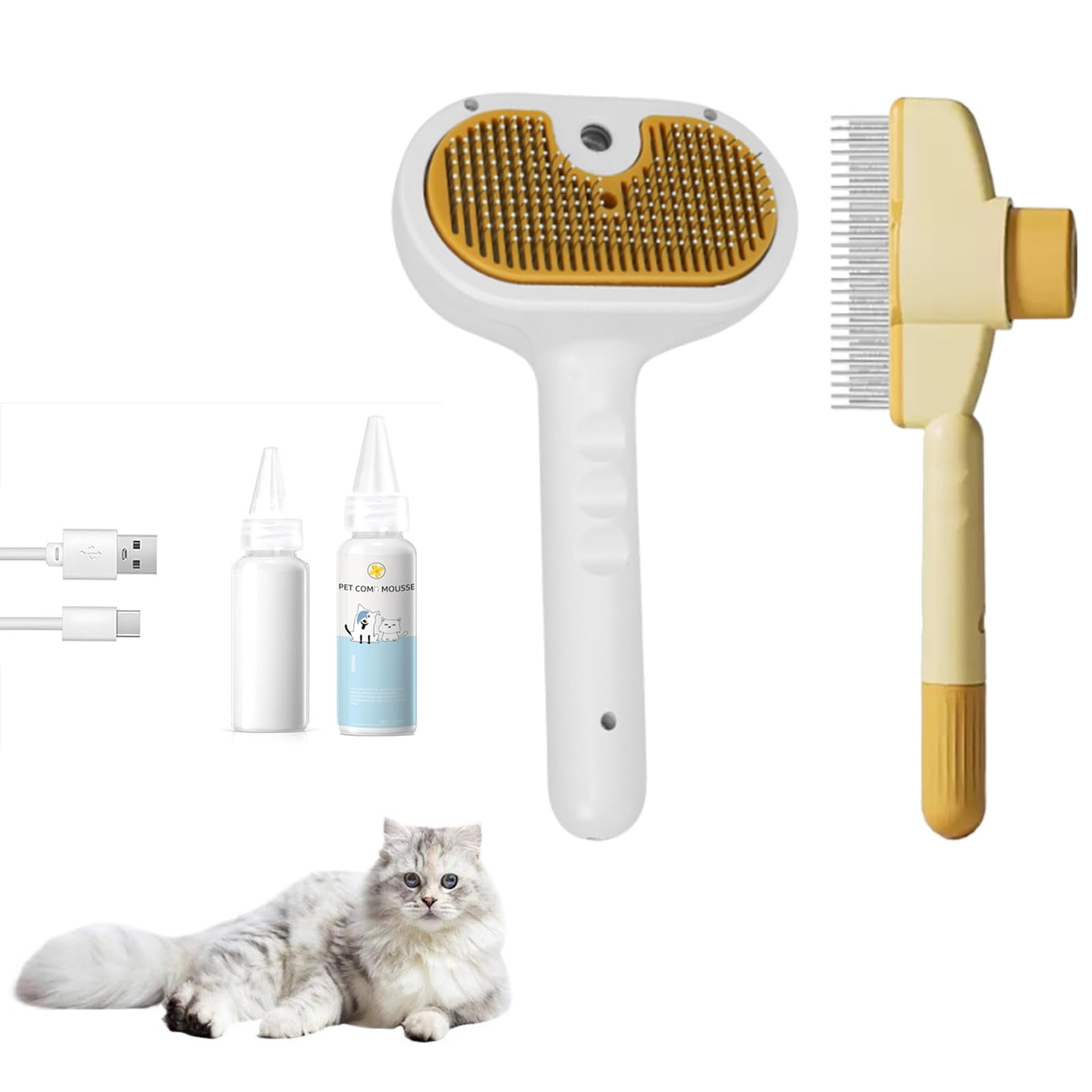 SF Pet Steam Brush for Dog & Cat3-in-1 Spray Hair Removal Comb Steam ...