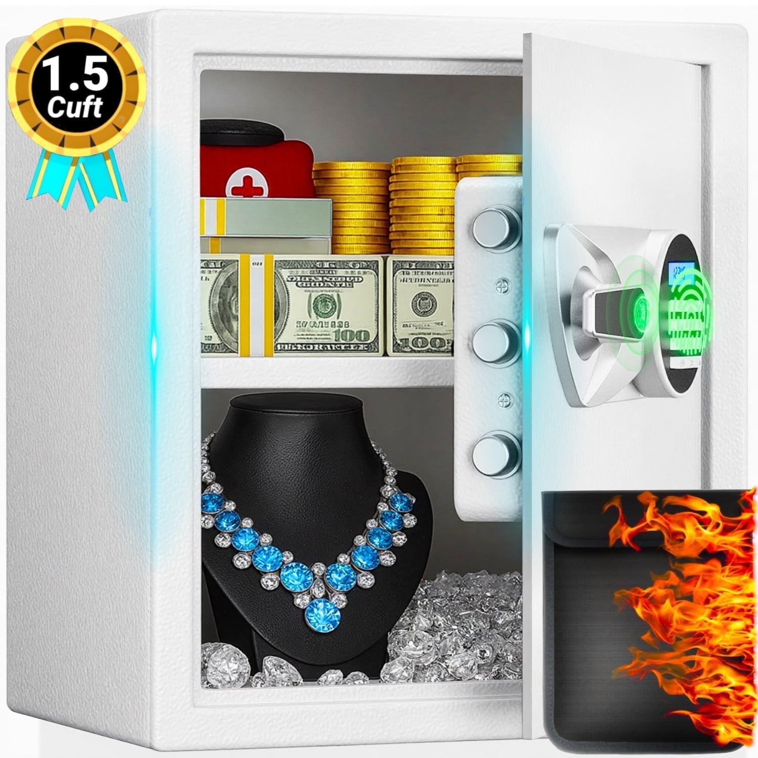 Safe Box,Blacksmith 1.5Cuft Biometric Safes Lock Box with Fingerprint ...