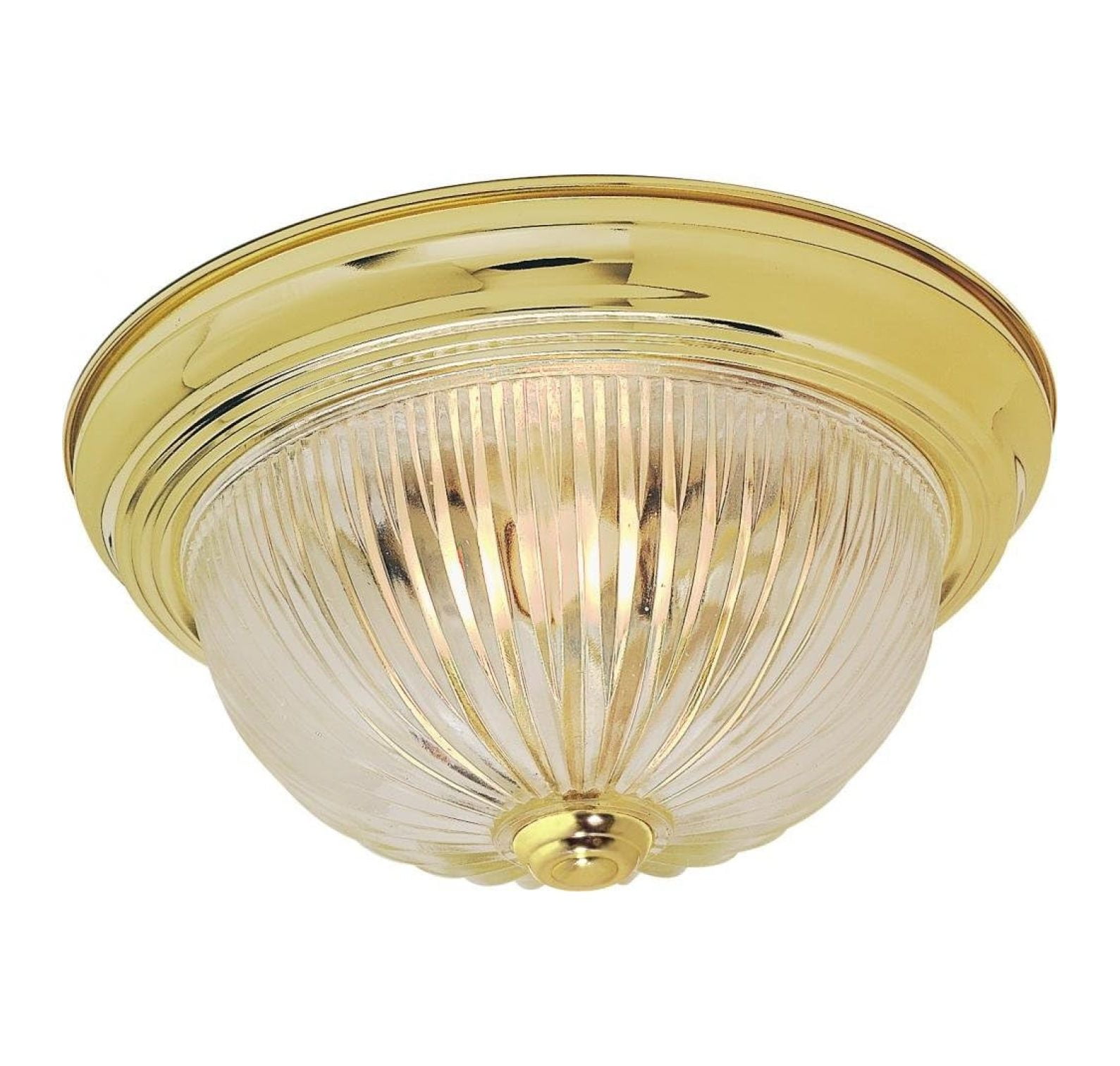 SF76/093 Three Light Flush Mount, Polished Brass/Clear Ribbed Glass - Walmart.com
